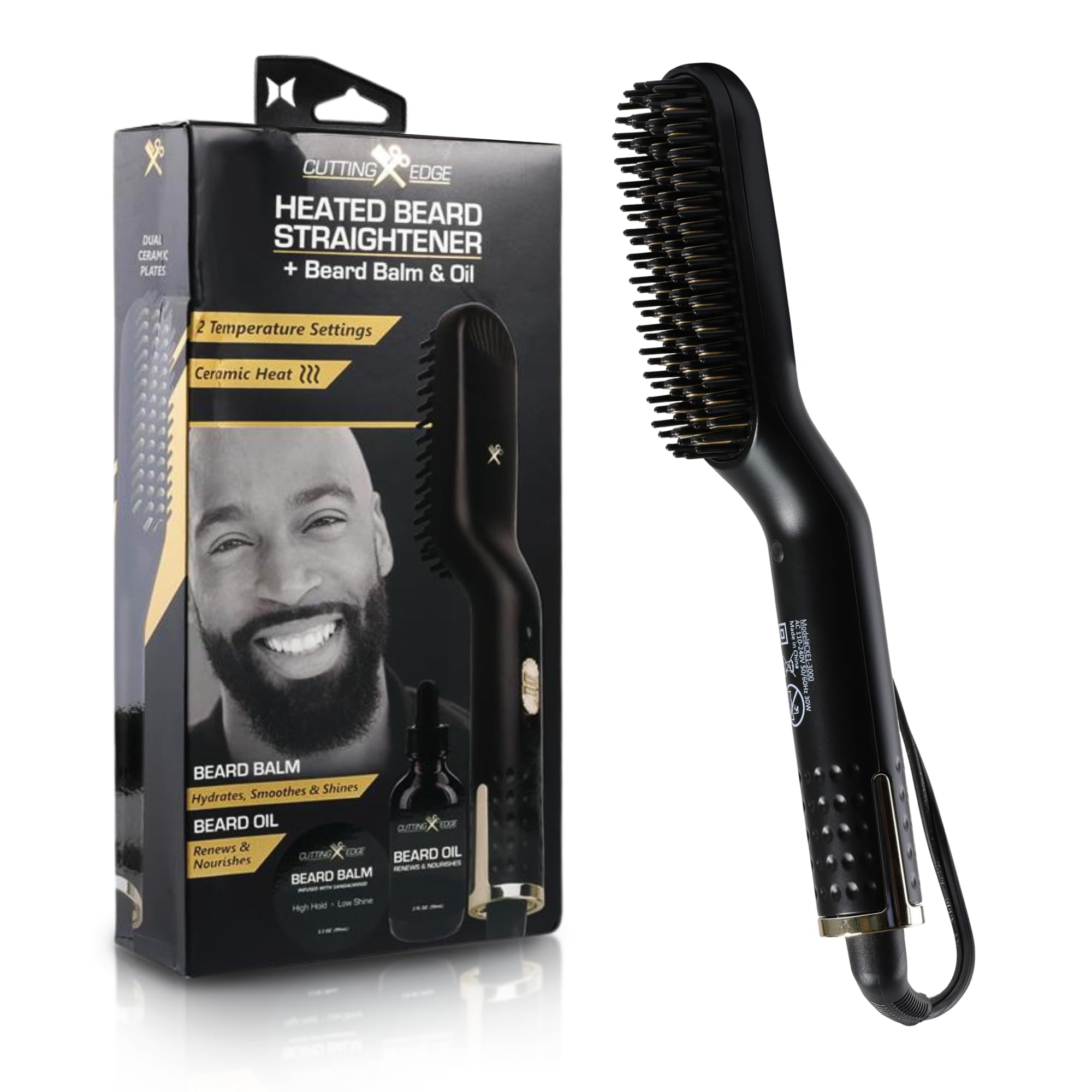 Amazon.com : Cutting Edge Heated Beard Straightener Brush for Men ...