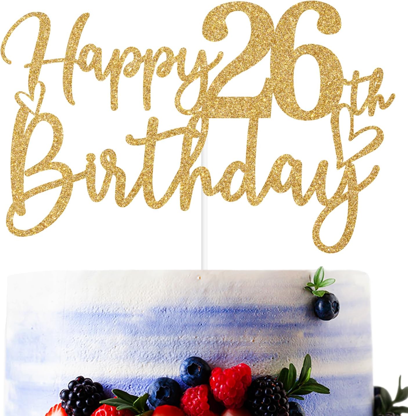 Amazon.com: Gold Glitter Happy 26th Birthday Cake Topper, Cheers to 26 ...