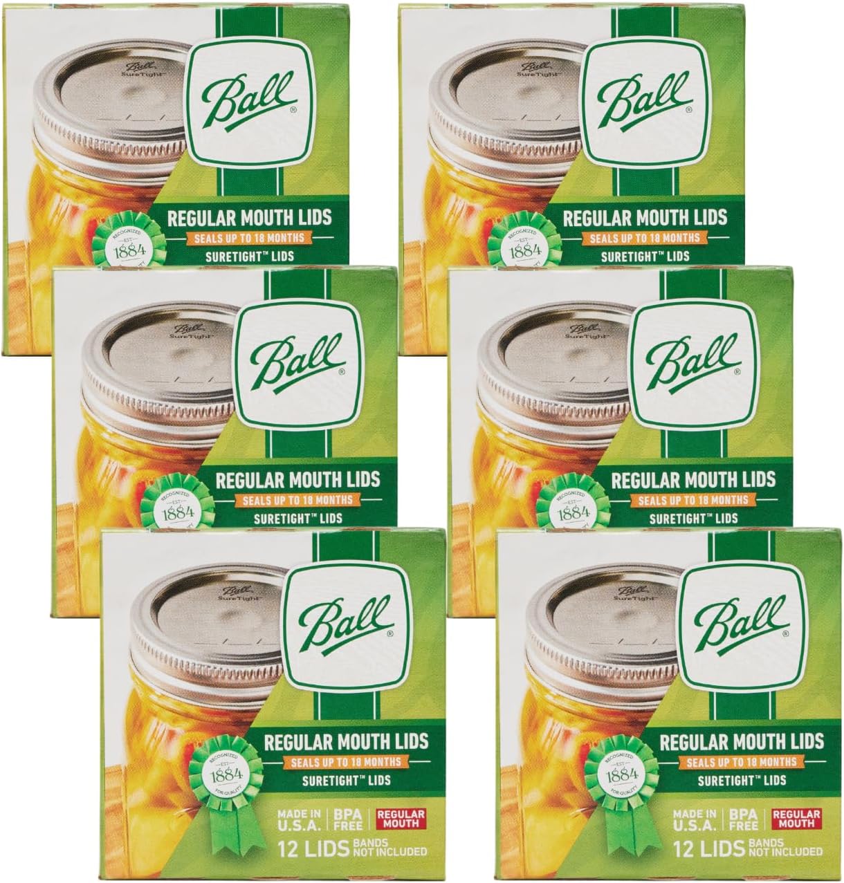 Amazon.com: Ball Regular Mouth Lids and Ring Bands for Glass Mason Jars ...