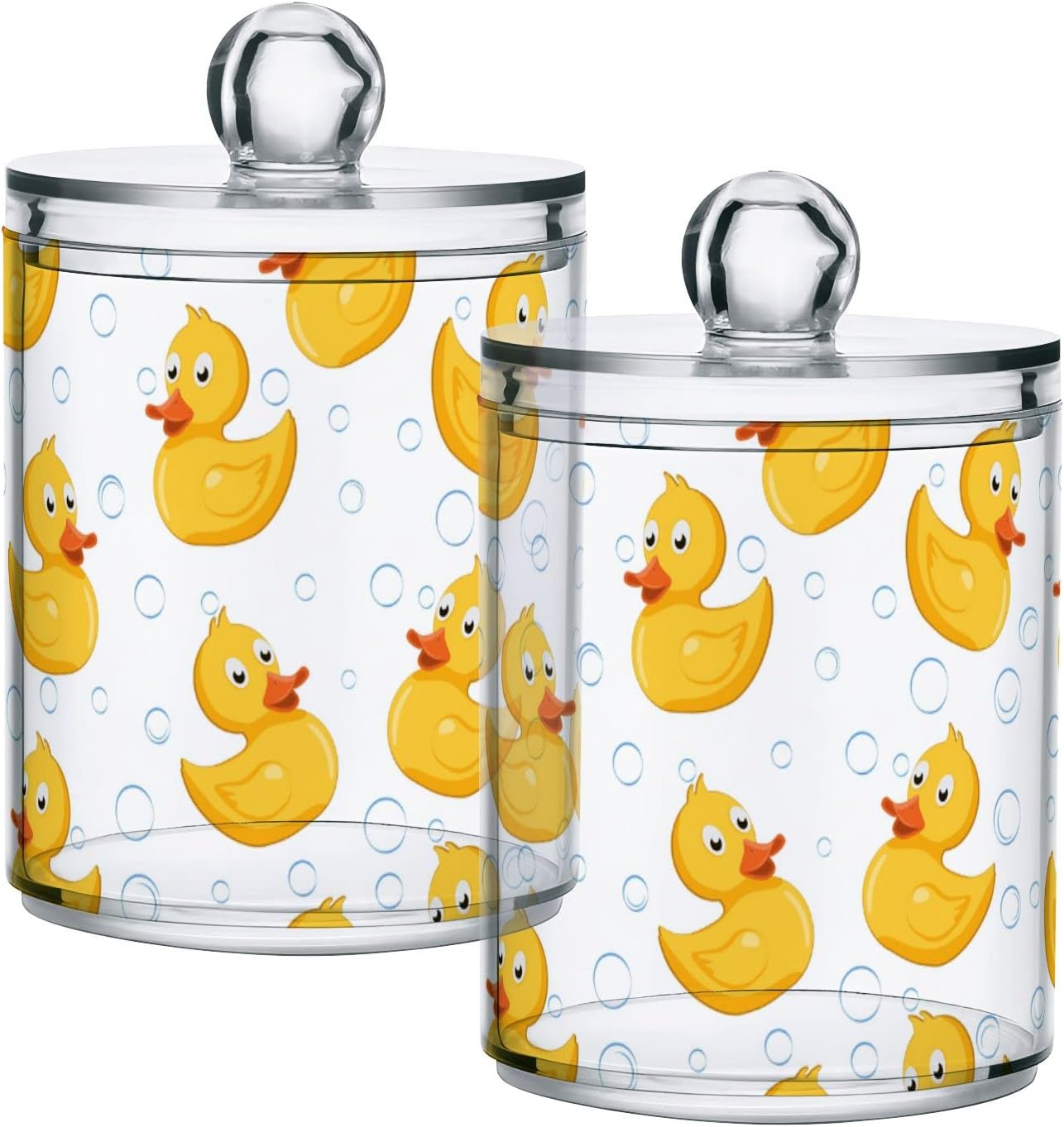 Amazon.com: DOMIKING Rubber Duck 2 Pack Cotton Swab Holder Dispensers ...