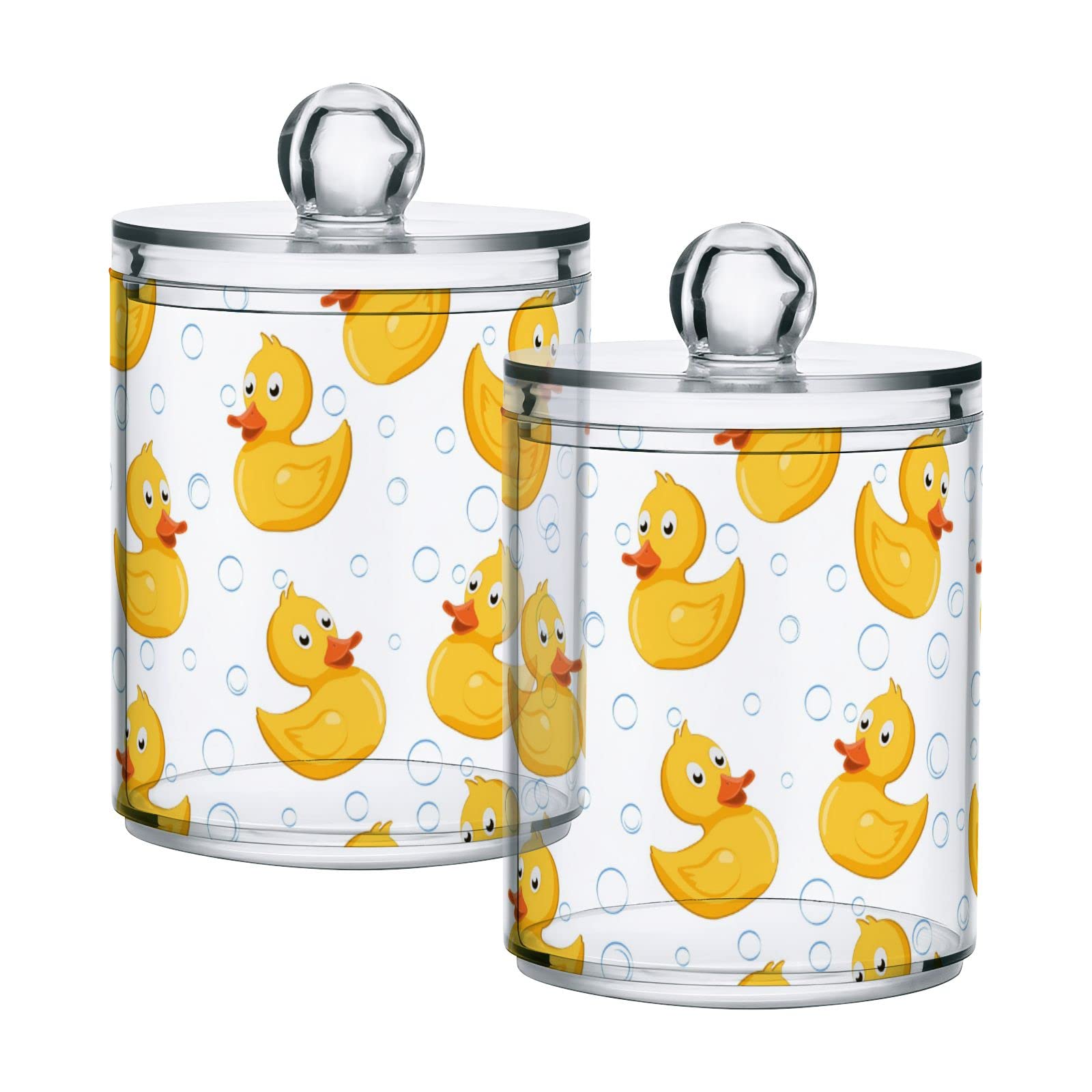 Amazon.com: DOMIKING Rubber Duck 2 Pack Cotton Swab Holder Dispensers ...