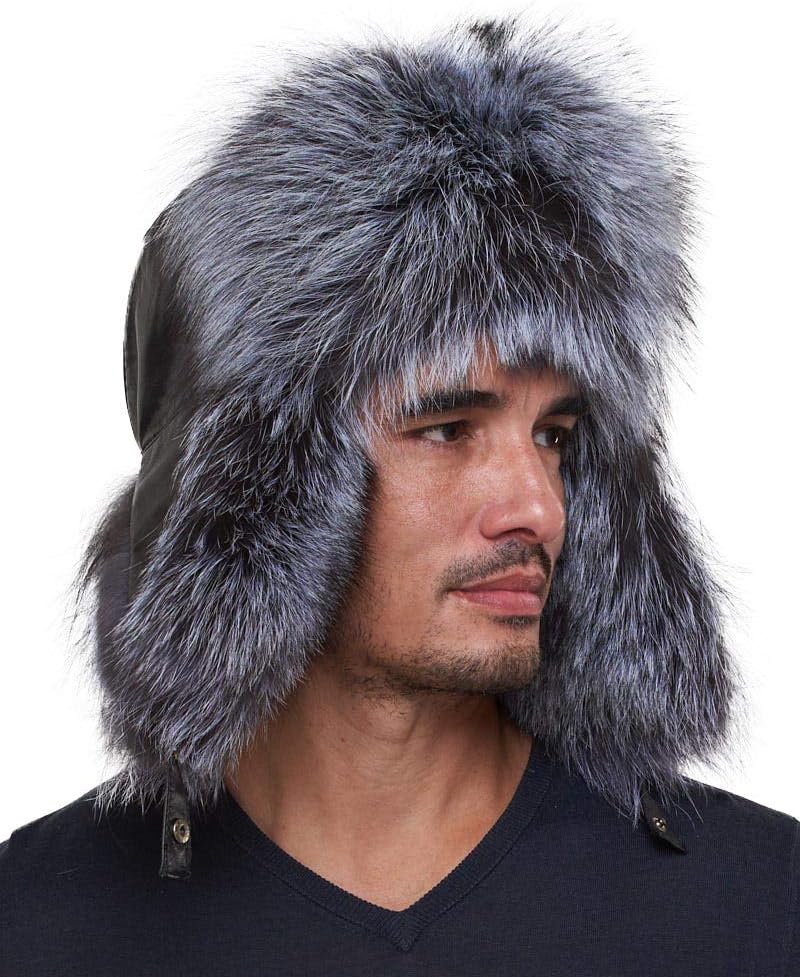 frr The Whistler Silver Fox Fur Leather Trapper Hat at Amazon Men’s ...