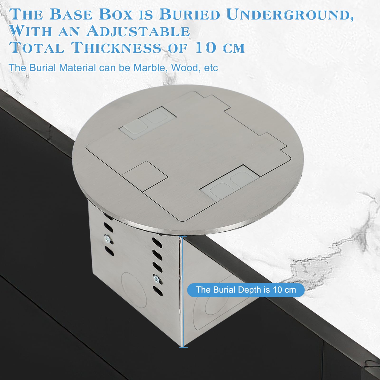 Snapklik.com : Recessed Circular Floor Outlet Kit 20 Amp Round Hidden ...