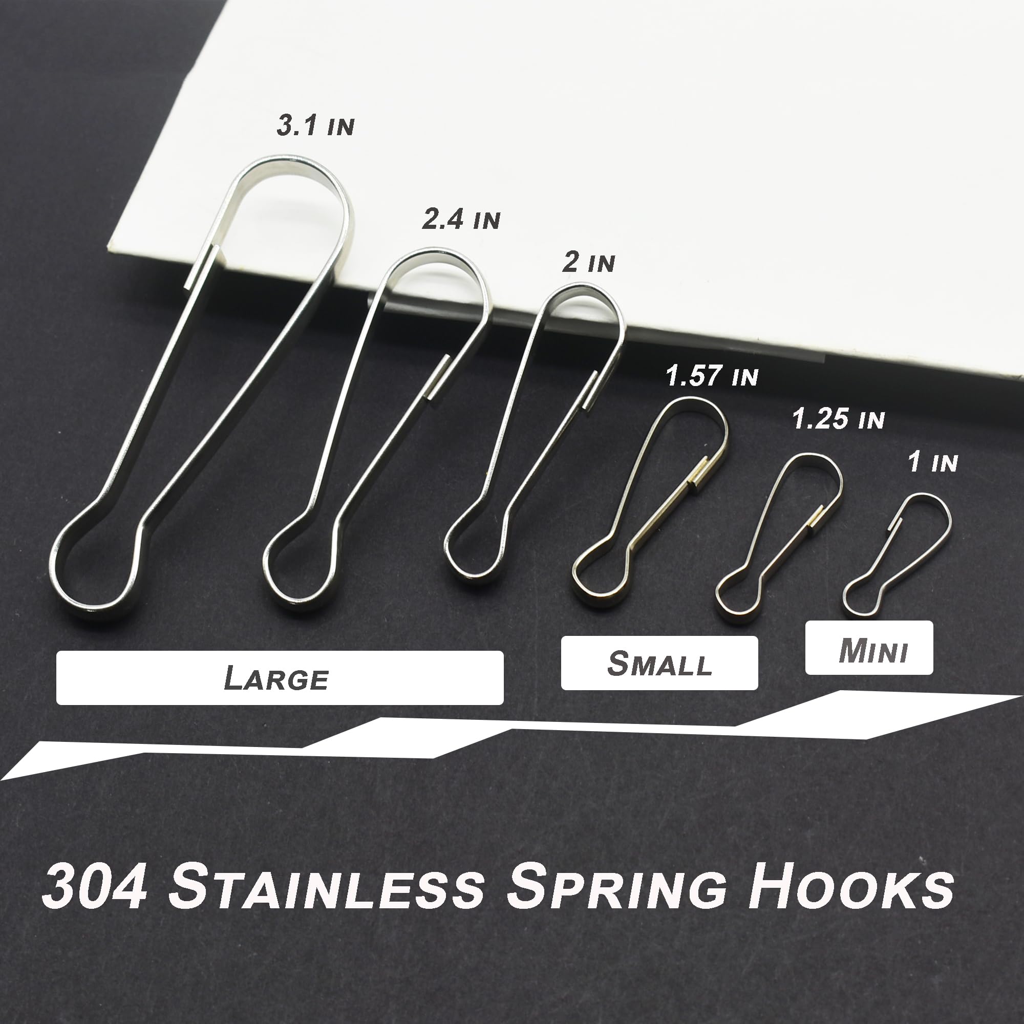 Snapklik.com : 60 Pcs Stainless Steel Small Spring Hooks 1.25inch/32mm ...
