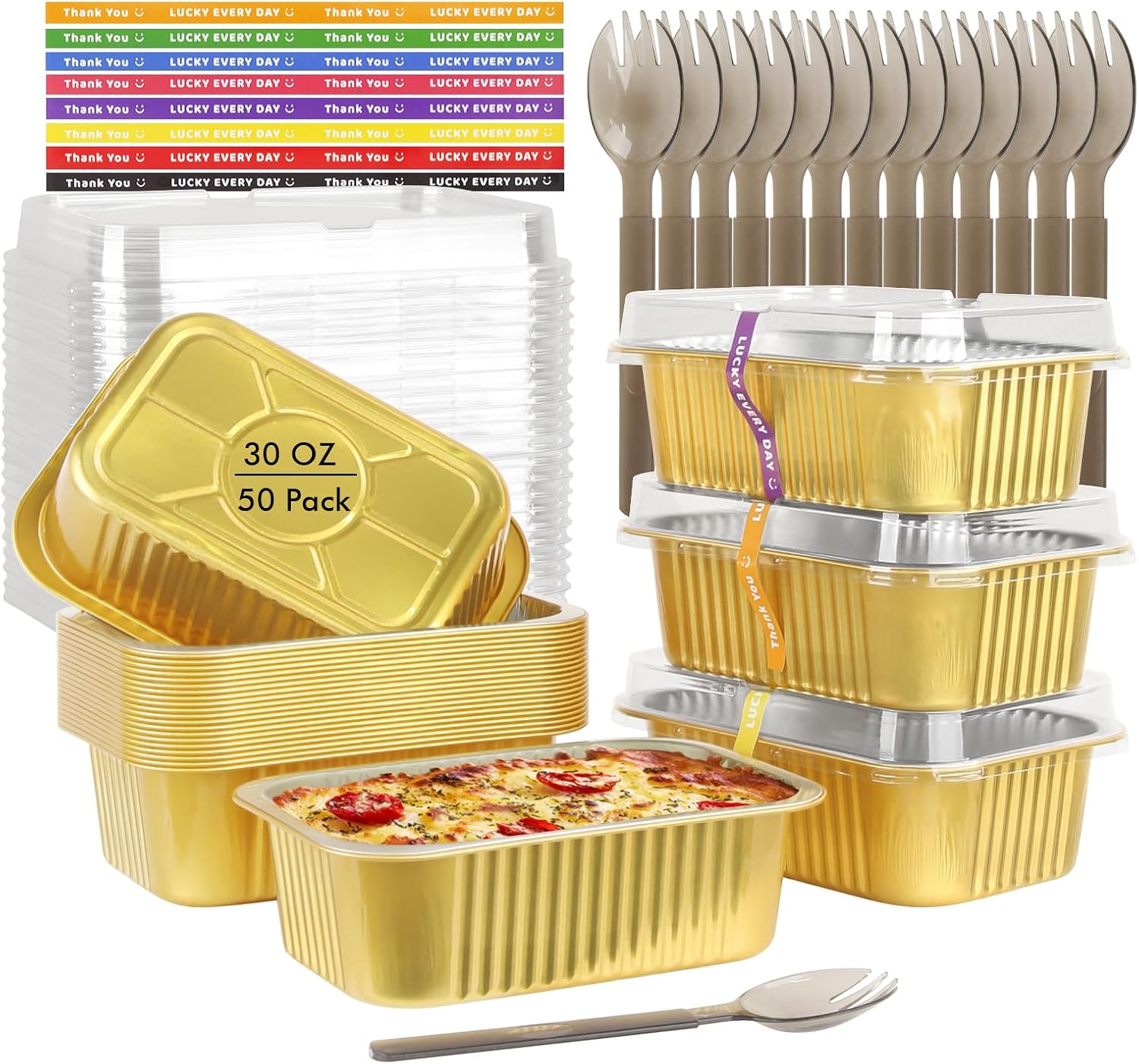 Amazon.com: LNYZQUS 50 Pack 30oz Small Foil Pans with Lids, 7” x 5 ...