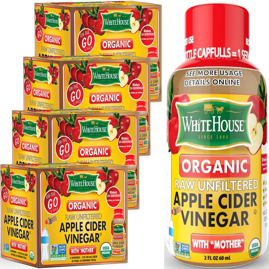 Amazon.com : White House Organic Apple Cider Vinegar Shots, Raw ...