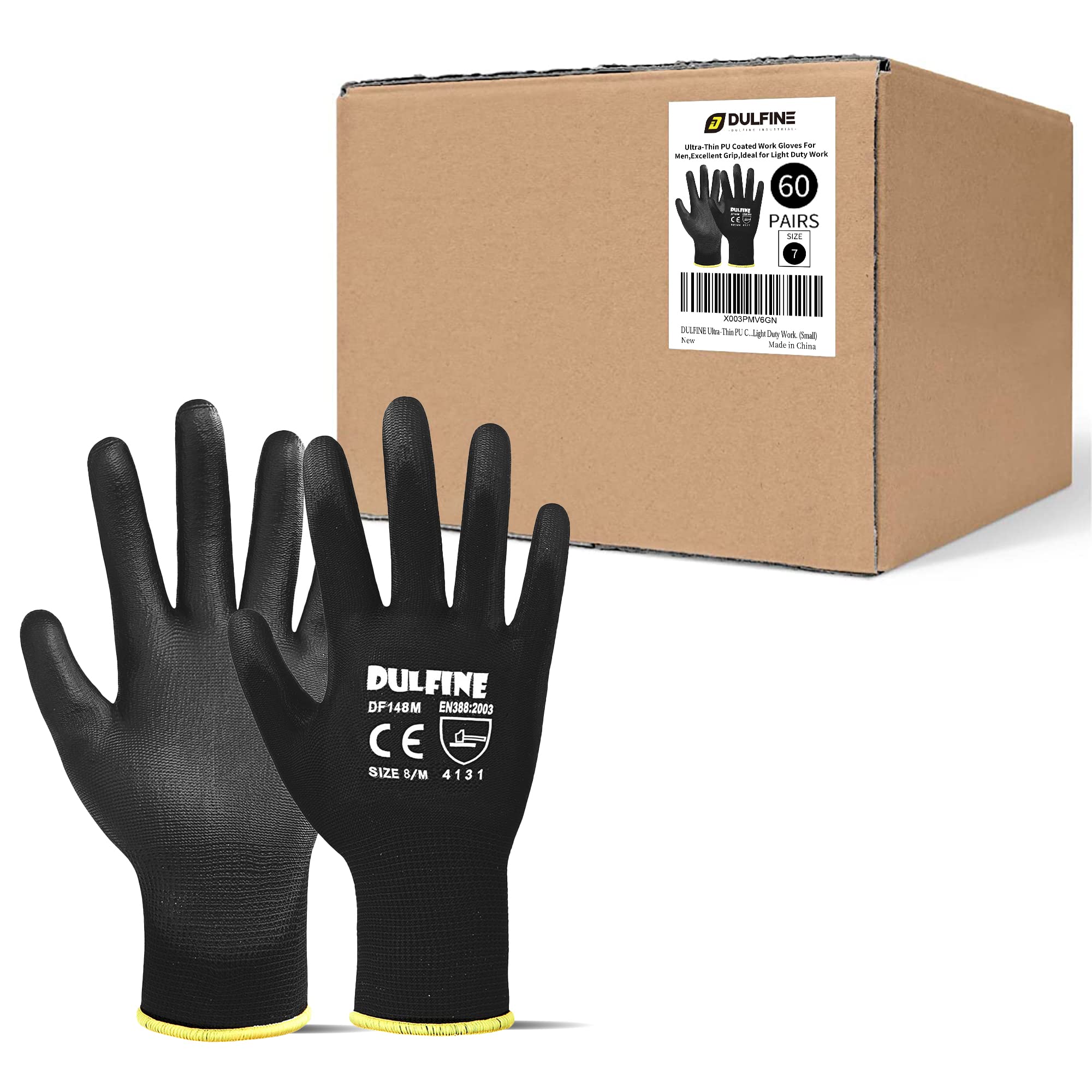 Snapklik.com : DULFINE Ultra-Thin PU Coated Work Gloves-60 Pairs ...