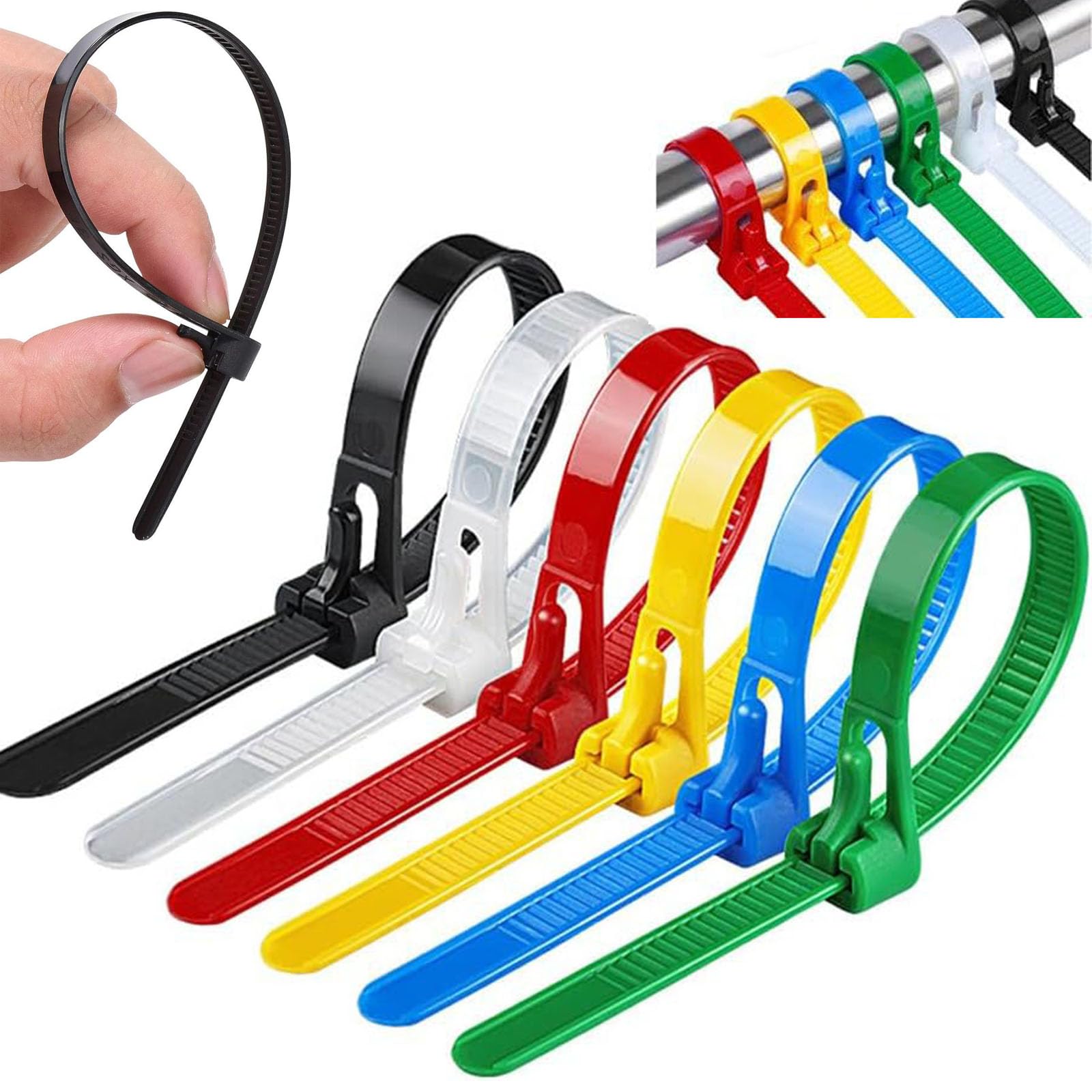 Amazon.com: 100pcs Color Reusable Zip Ties,Releasable Cable Zipper ...