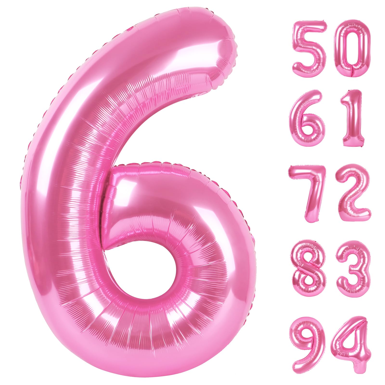 Amazon.com: Pink 6 Balloon, Number Balloons 40 Inch, 6th Balloons for ...