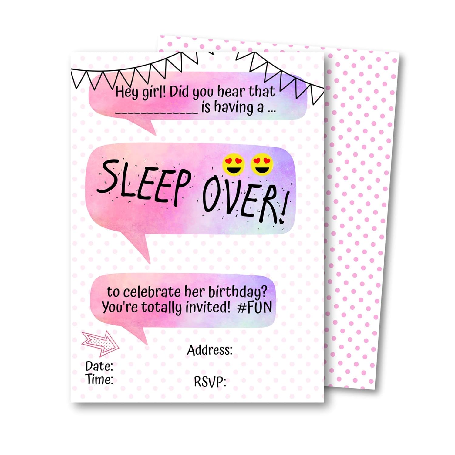 Amazon.com: Sleepover Birthday Party Invitation for Girls - Cute Fun ...