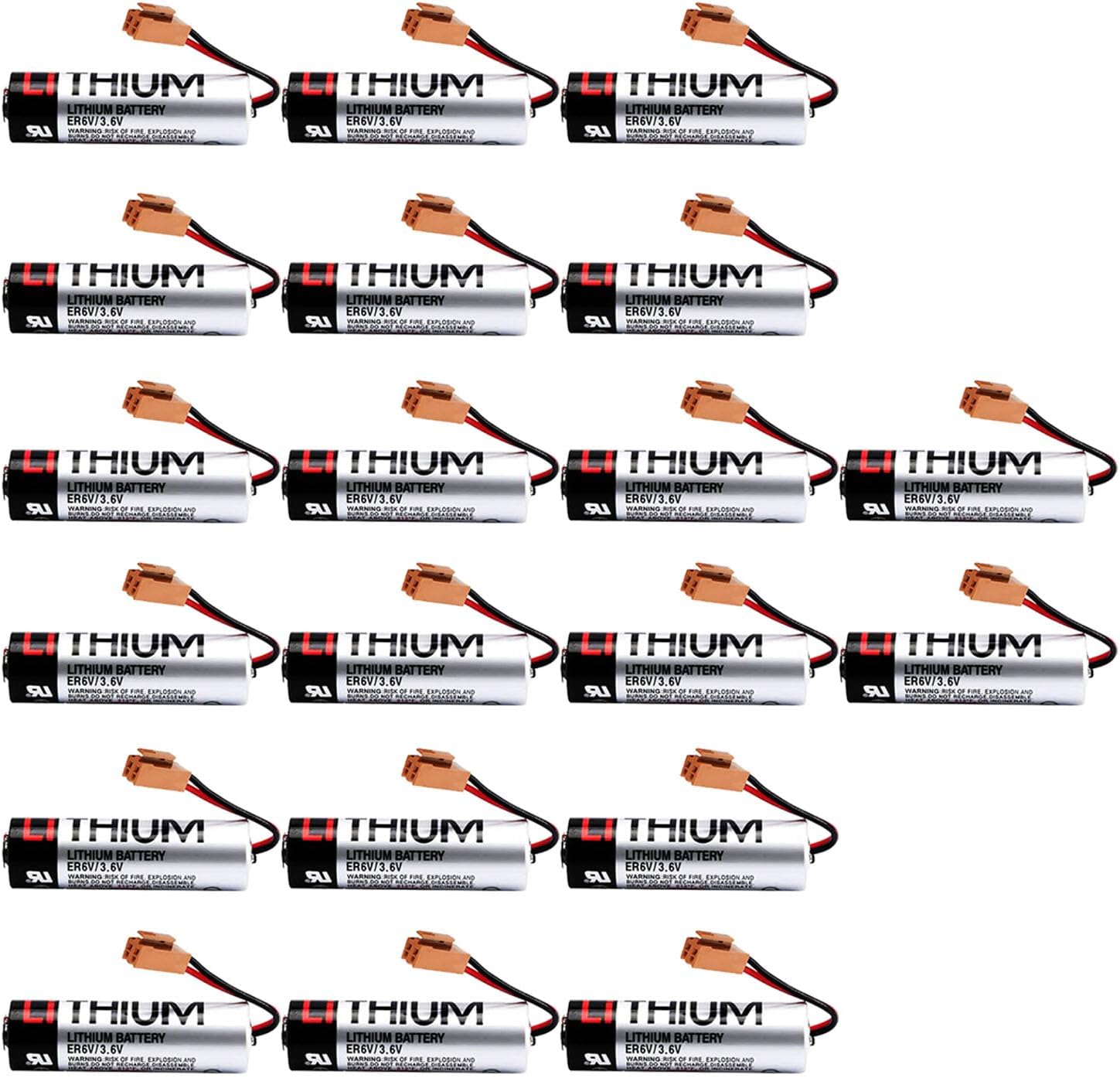 Amazon.com: / 20-Pack / ER6V/3.6V ER6VC119A ER6V119B Battery with Brown ...