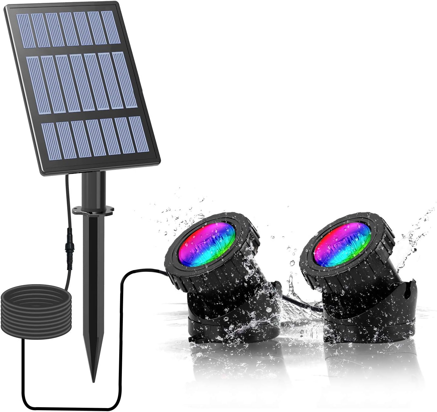 NATPOW RGB Teichbeleuchtung Solar, IP68 Wasserdicht Unterwasser Licht ...