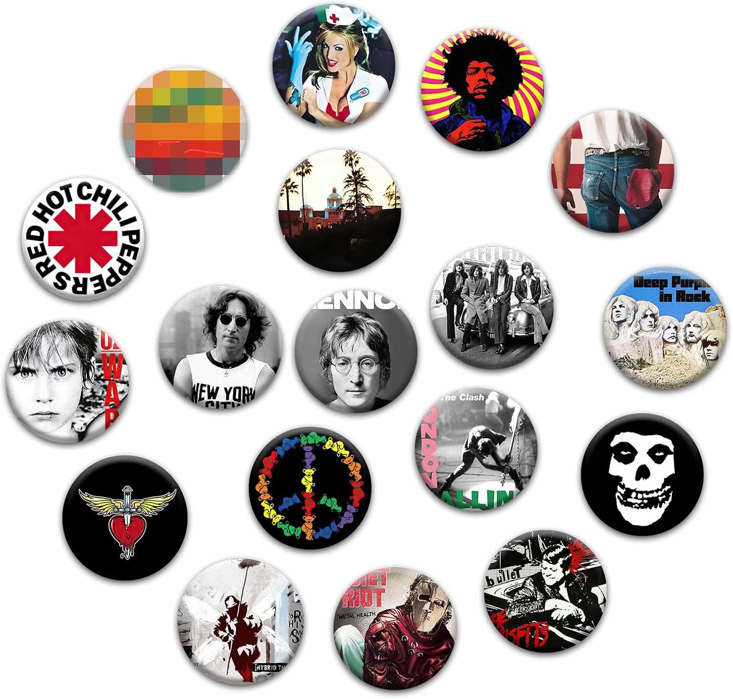 Amazon.com: Babymiu Rock and Roll Button Pin Set(18 Pack,1.5 INCH ...