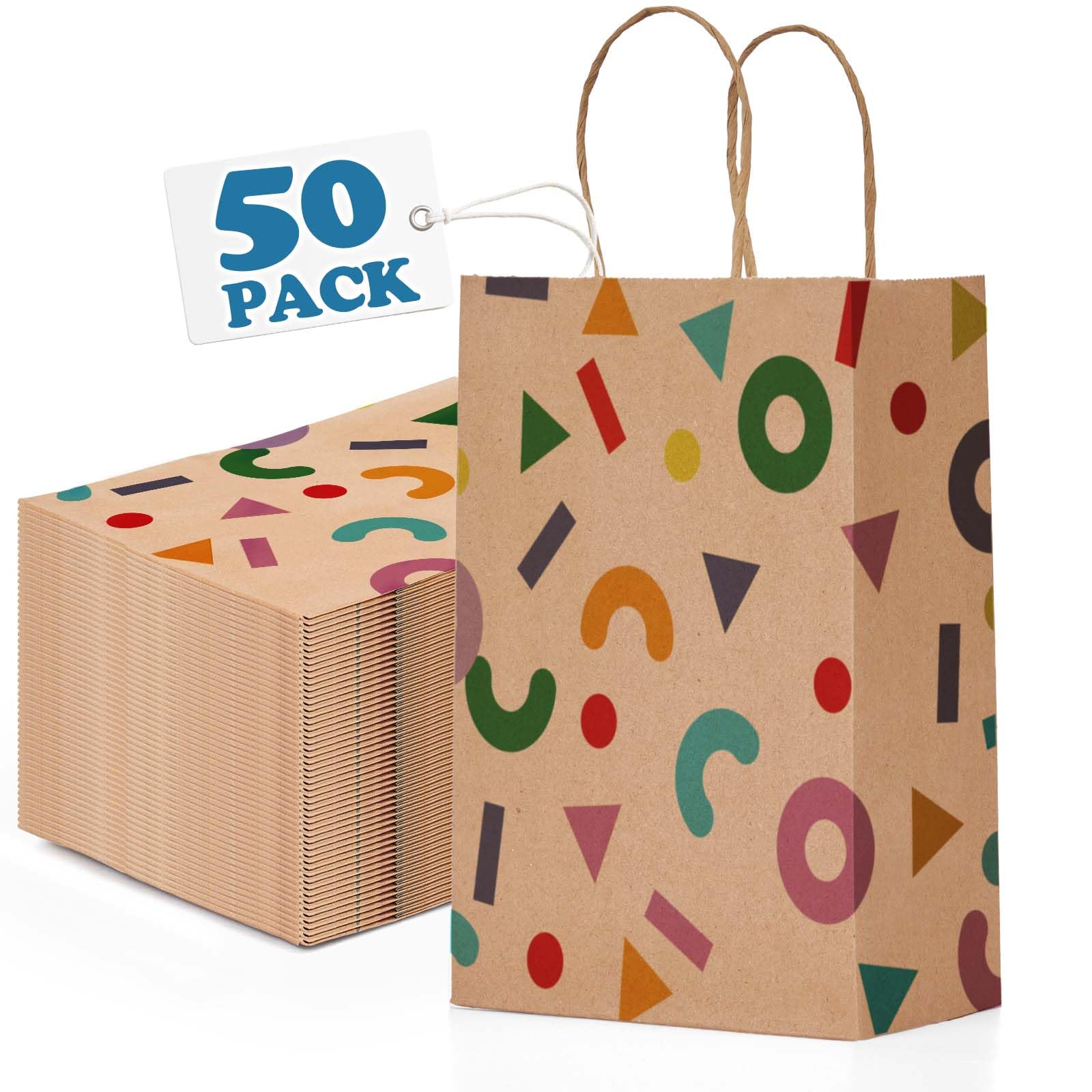 Switory Gift Bags, 50 PCS Party Bags Building Block Brown Paper Bags ...