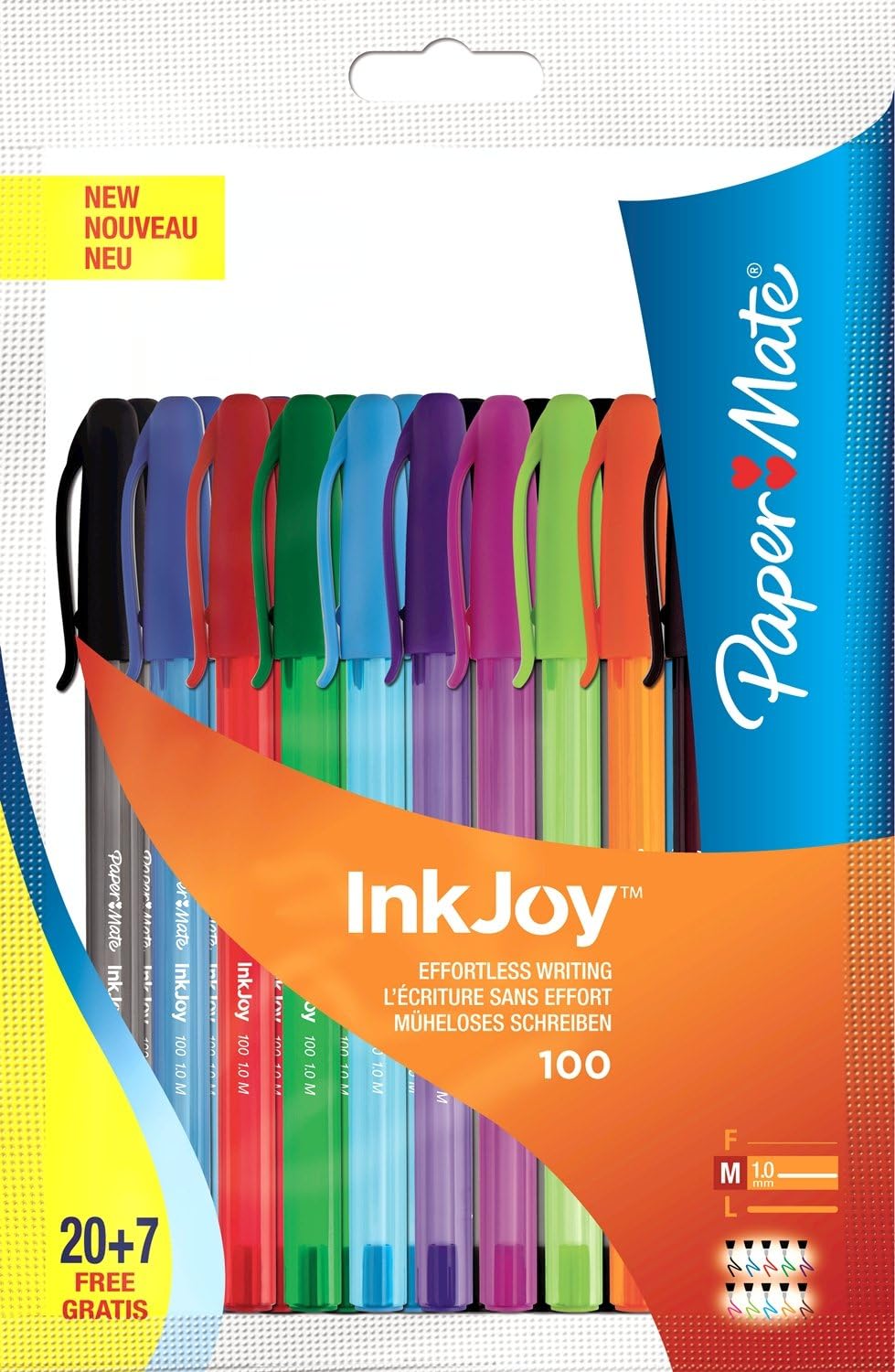 Paper Mate InkJoy 100ST Ballpoint Pens | Fine Point (0.7 mm) | Blue | 5 ...
