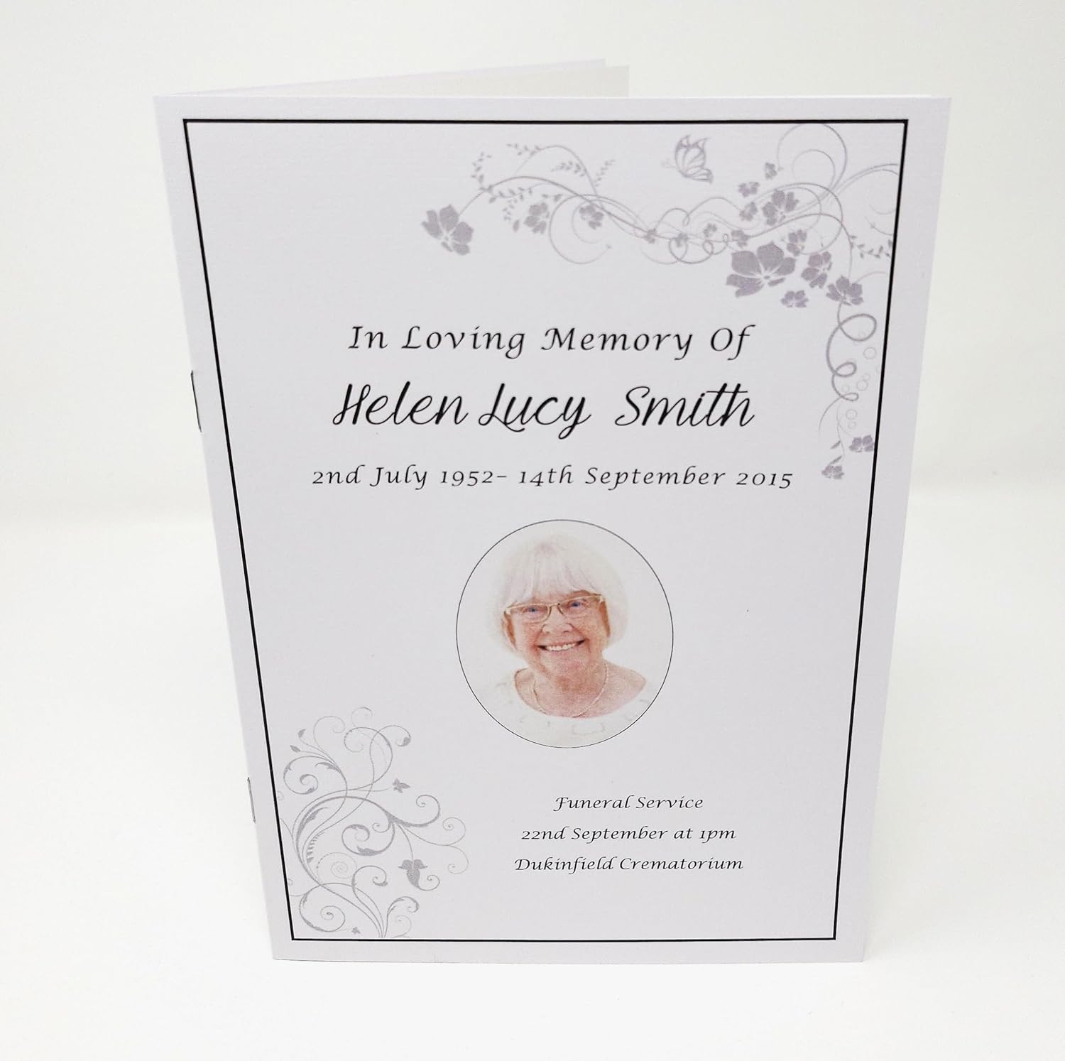 Pack of 10 Personalised Funeral order of service booklets with printed ...