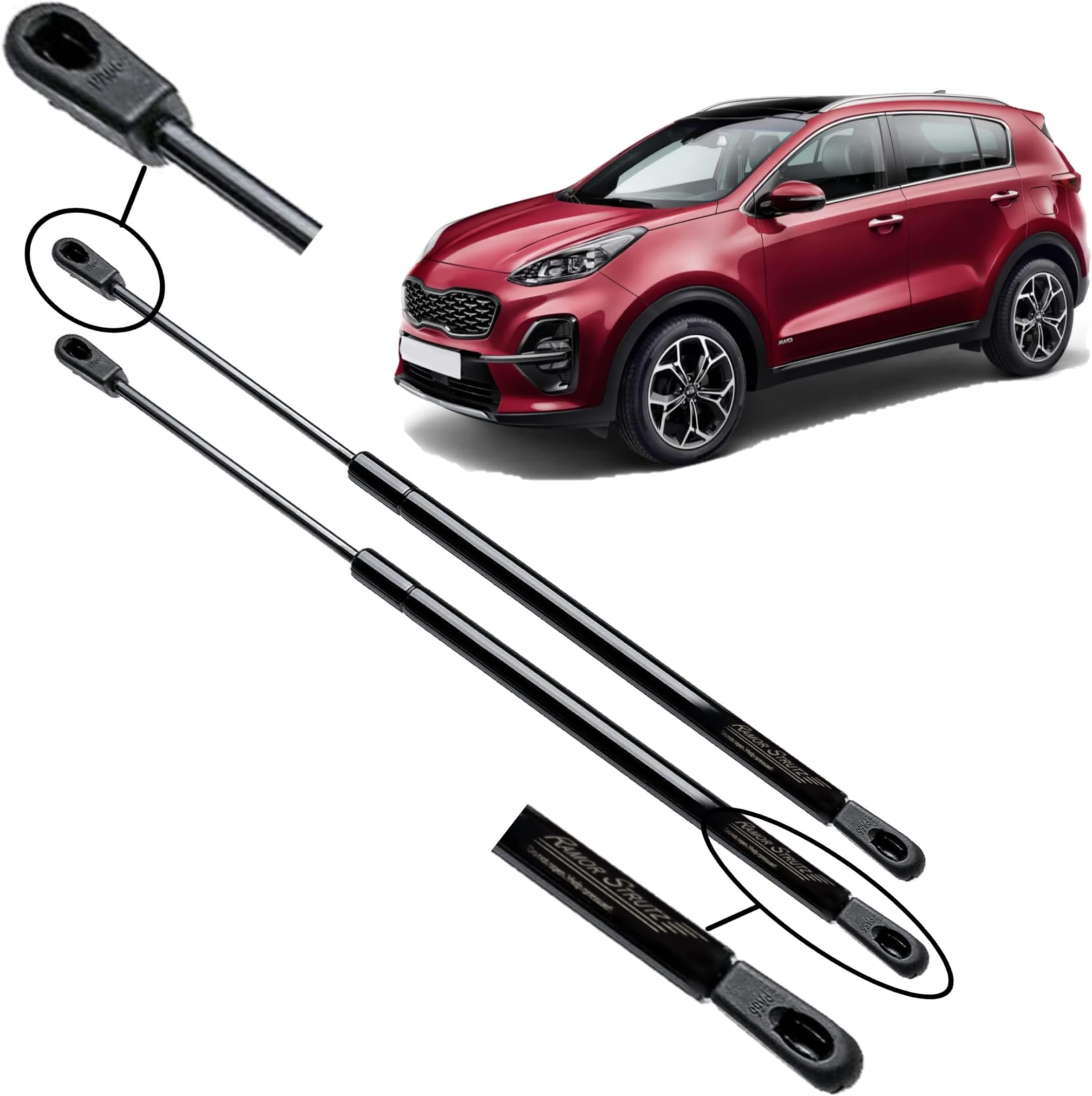 Ramor Strutz Two Boot Gas Struts Compatible with a Kia Sportage QL, QLE ...