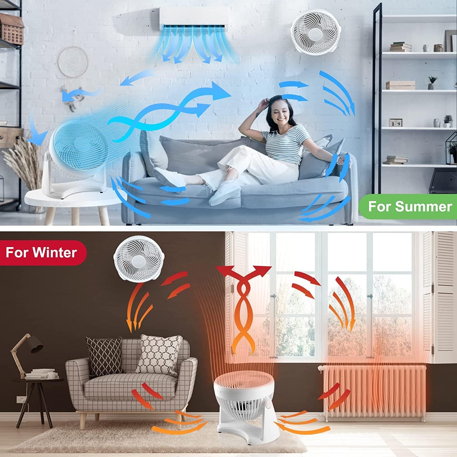 Buy Small Wall Fan 9 Inch Turbo 90 Degree Vertical Tilt, Window Fan ...