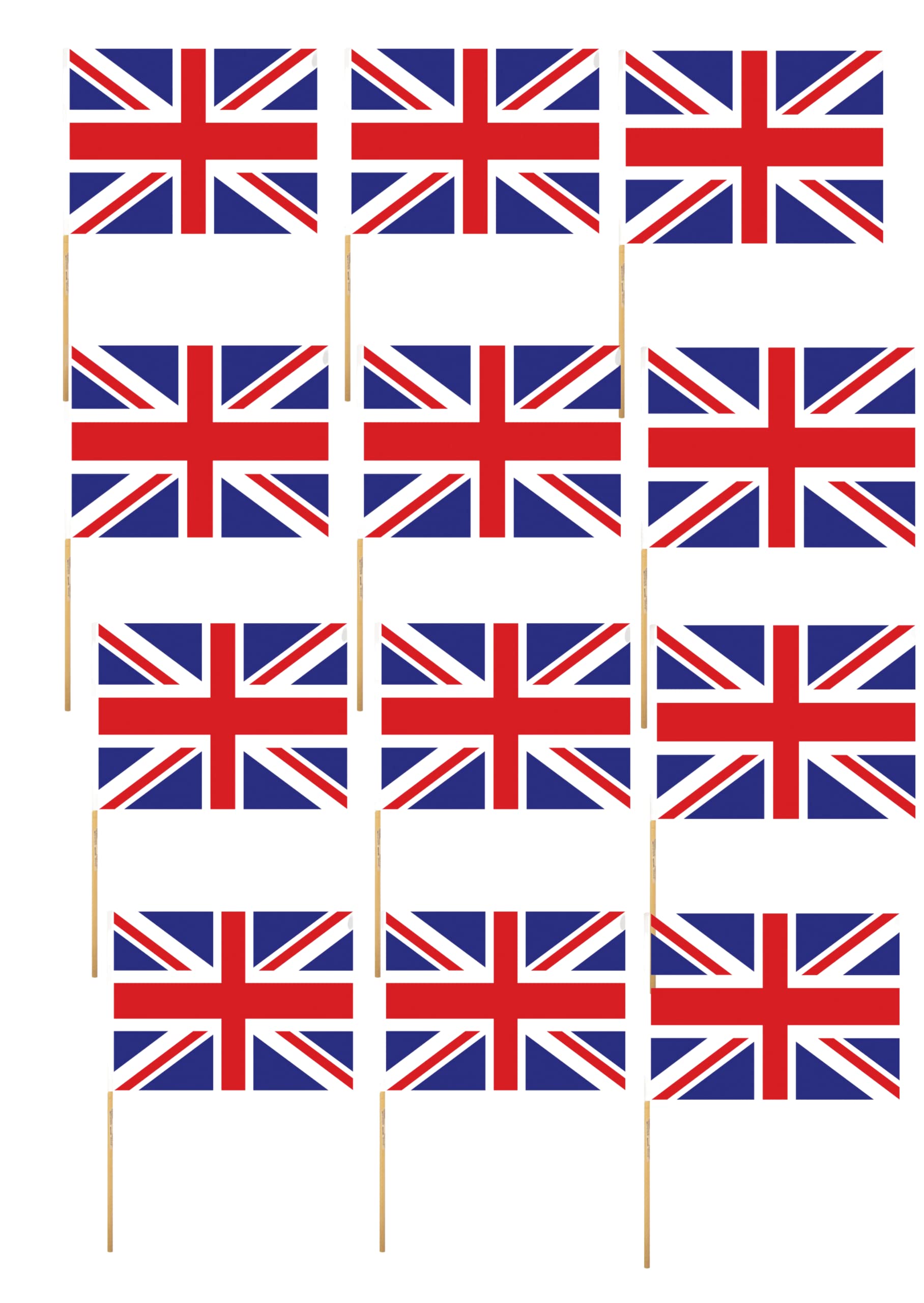 12 Pcs Large Union Jack Stick Flags, Handheld Waving Flag, King Charles ...