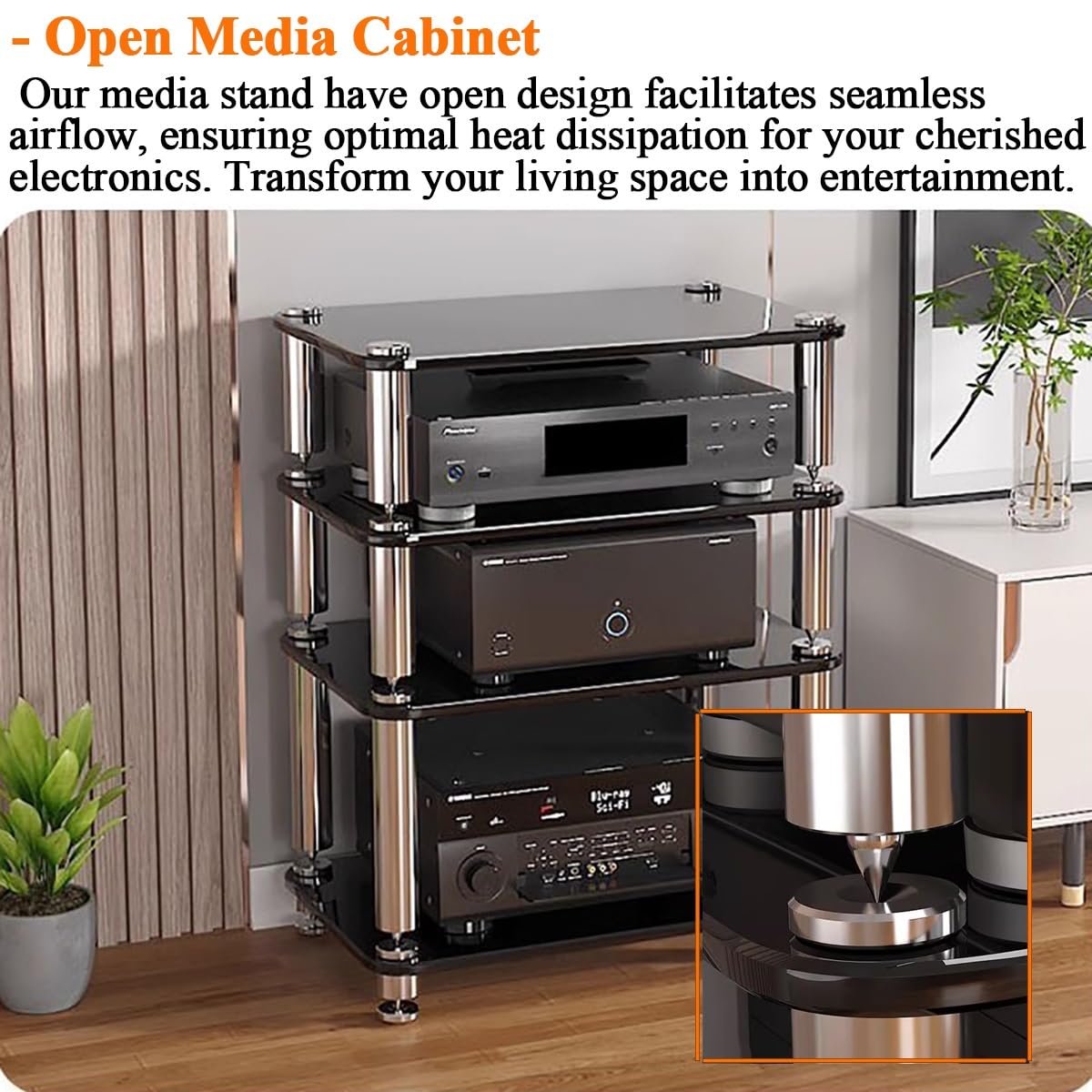 1 2 3 4 Tier Small Stereo Cabinet Media Stands For Living Room, TV ...