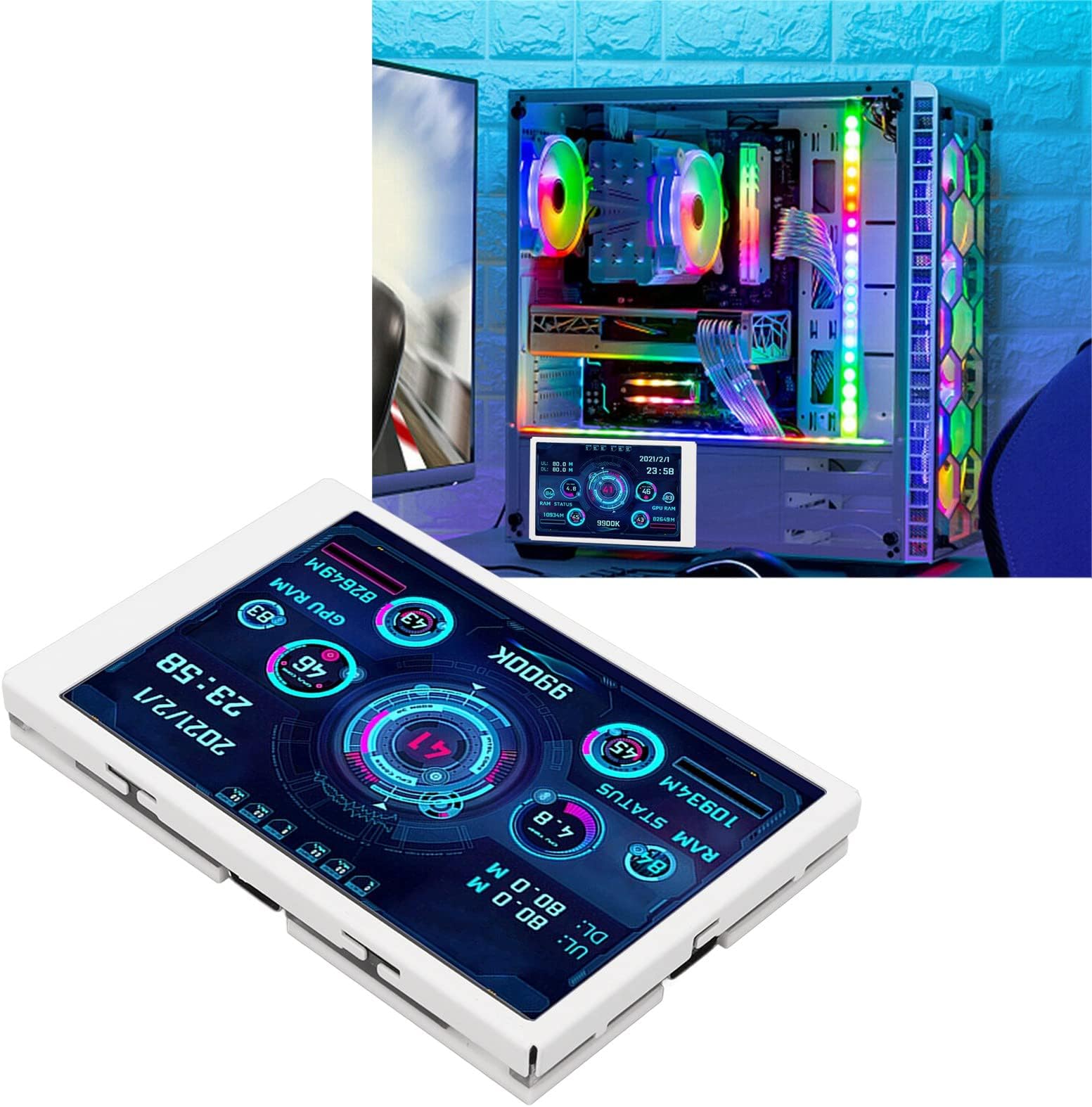 CCYLEZ 3.5in IPS USB Mini Screen, AIDA64 Computer Temp Monitor Portable ...