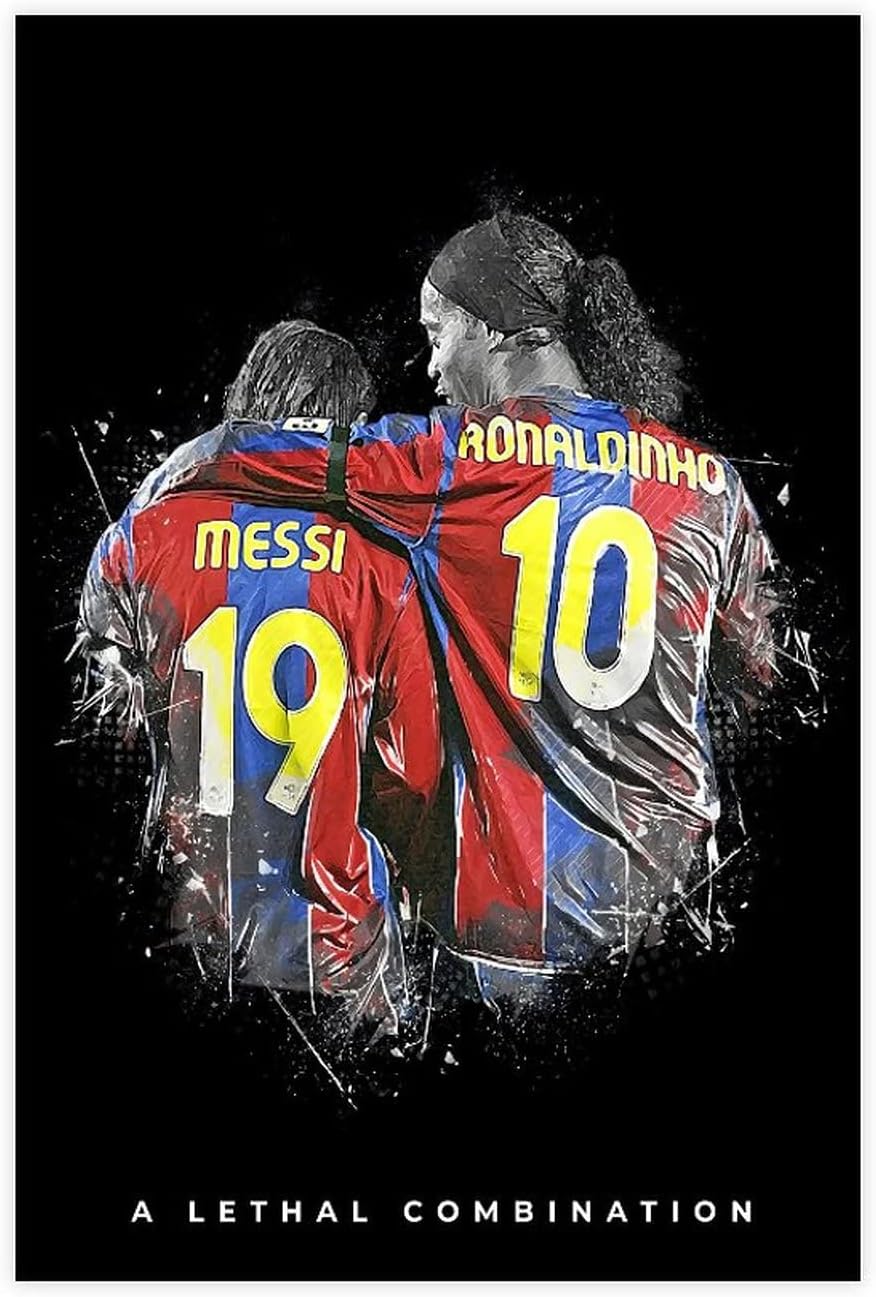 Amazon.com: QEWRT Messi, Ronaldinho Poster Soccer Picture Canvas ...