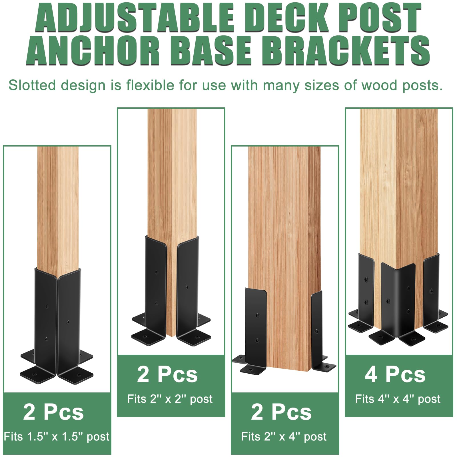 Snapklik.com : 8Pcs Adjustable Post Anchor Brackets Kit, Fit 15x15, 2x2 ...