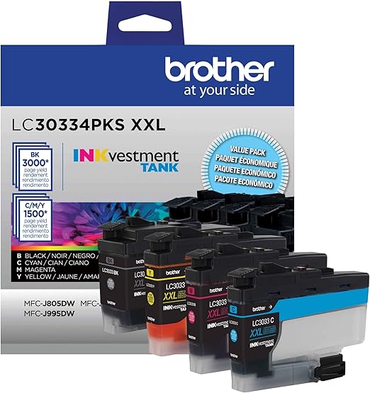 Amazon.com: Brother® LC3033 Genuine High-Yield Multi-Pack Ink, Black ...