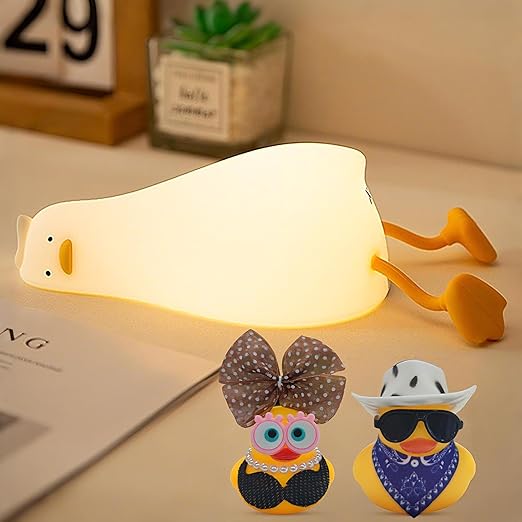 FAMIDUO Lying Flat Duck Night Light, LED Soft Squishy Duck Lamp with ...