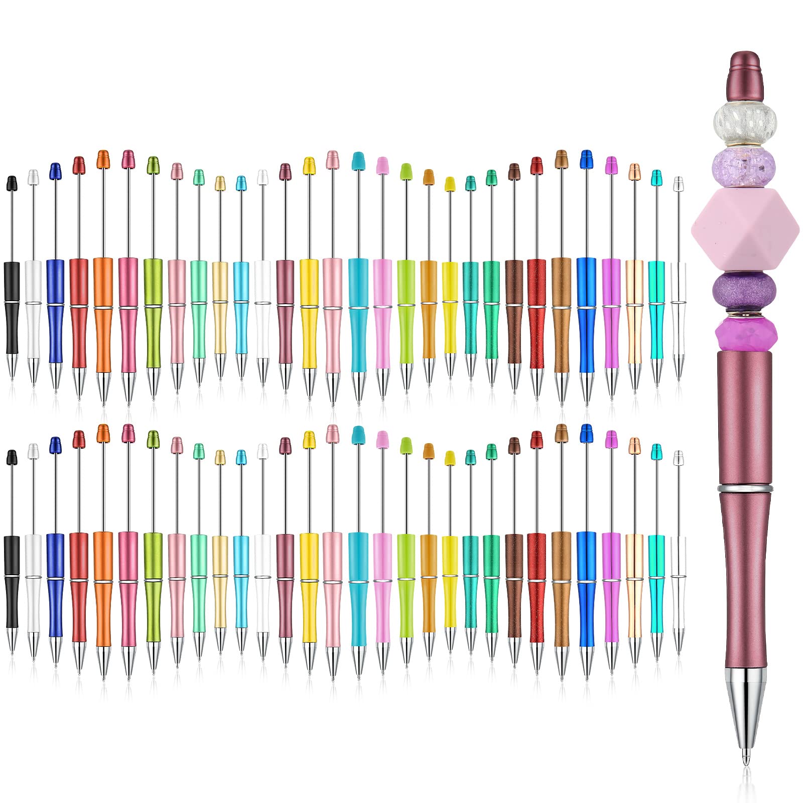 Snapklik.com : Kosiz 60 Pieces Plastic Beadable Pen Bead Ballpoint Pen ...
