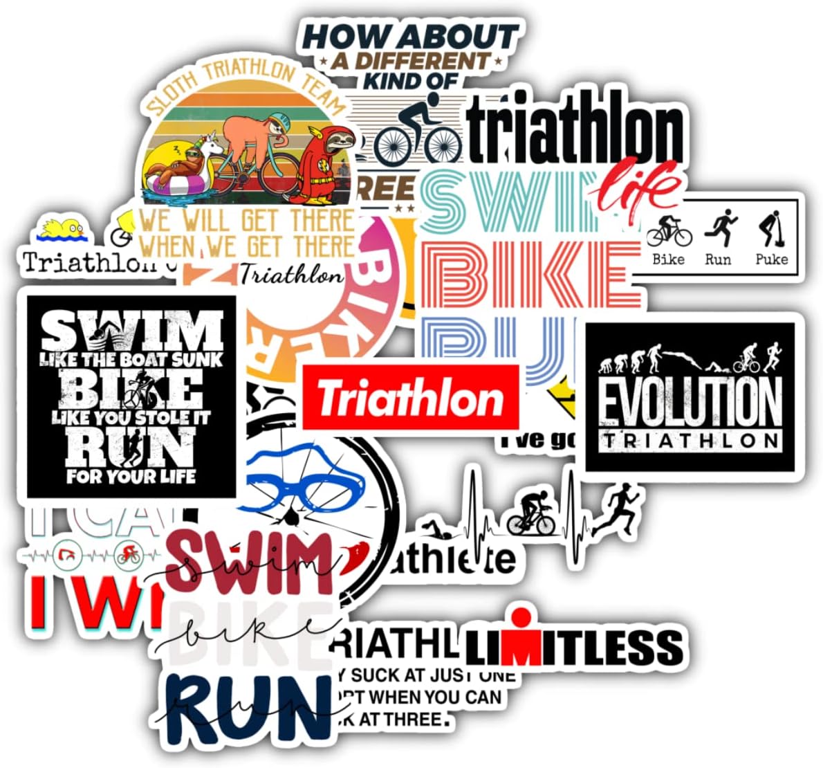 Amazon.com: 20 Pcs Stickers Packs Triathlon Aesthetic Decal Vinyl ...
