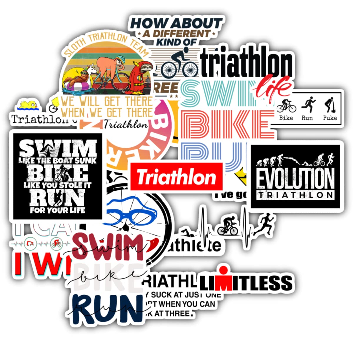 Amazon.com: 20 Pcs Stickers Packs Triathlon Aesthetic Decal Vinyl ...