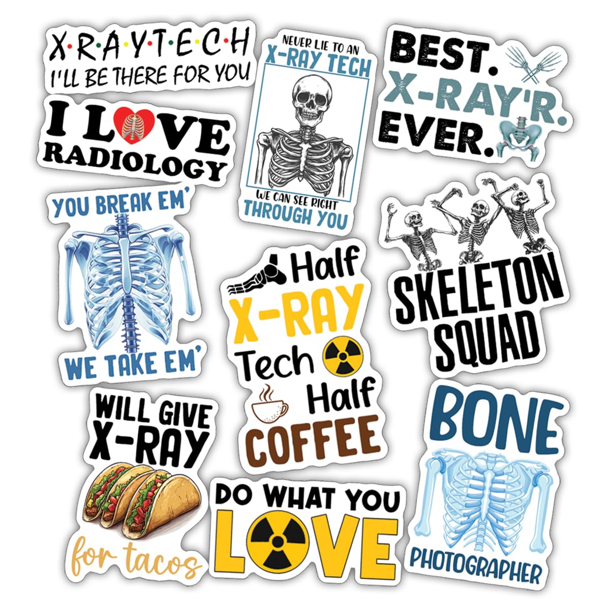 Amazon.com: (10pcs) Radiology Stickers X-ray Tech Decals Radiolog Tech ...