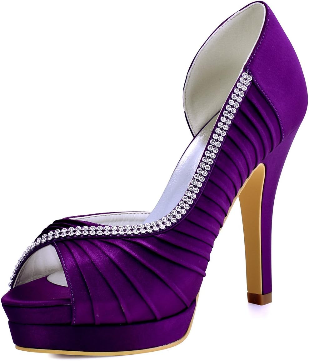 Amazon.com | ELEGANTPARK EP11083 Purple Heels for Women Peep Toe ...