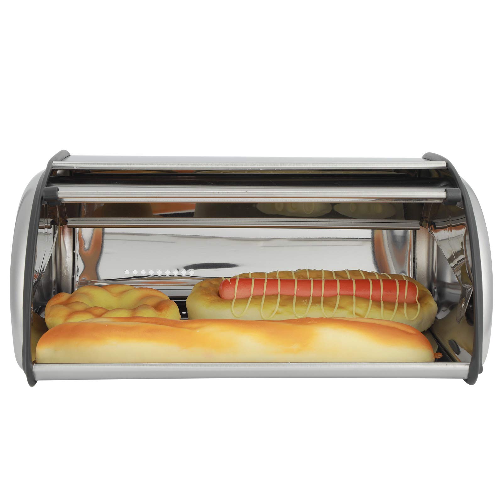Miskall Bread Box for Kitchen Counter, Stainless Steel Roll Top Bread ...