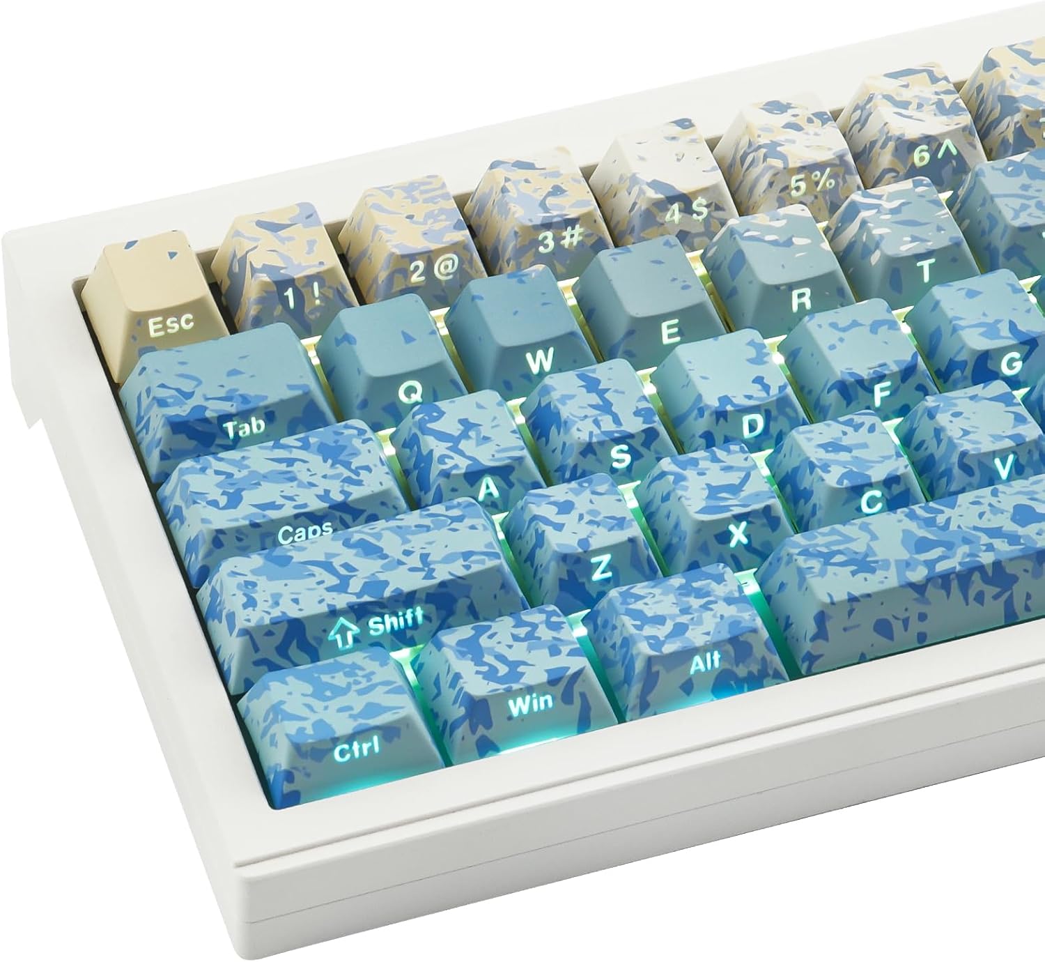 Sunzit PBT 136 Keys Custom Cherry Keycaps - ISO/ANSI UK Layout Blue Sea ...