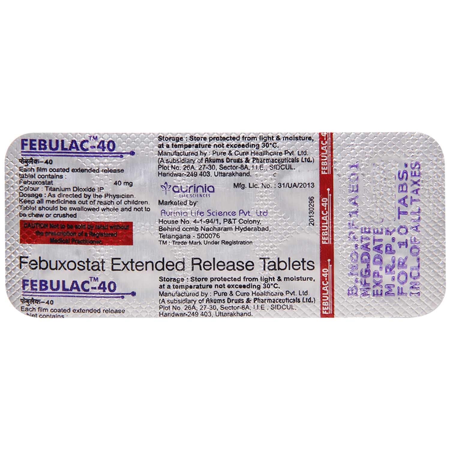 Febulac-40 - Strip of 10 Tablets : Amazon.in: Health & Personal Care