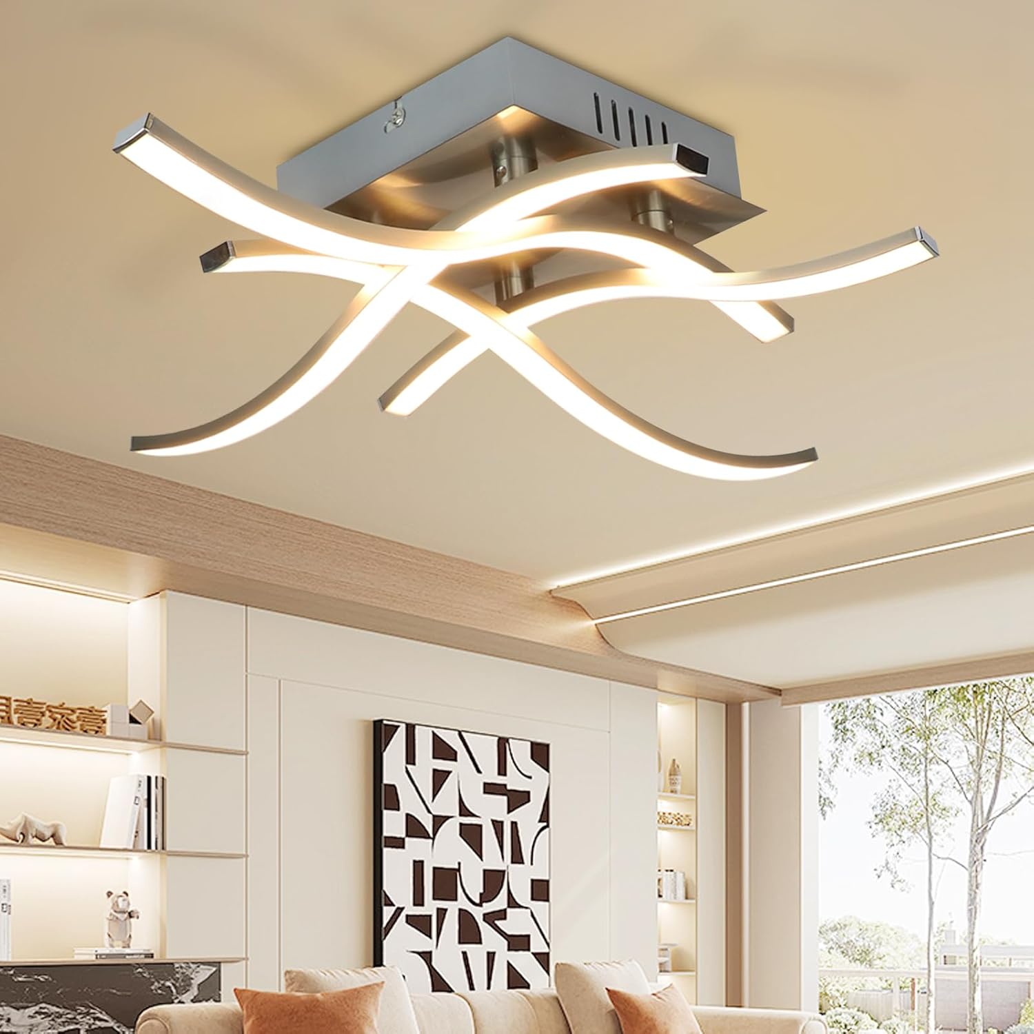PADMA Led Ceiling Lights Elegant Curved Design, Modern 18W LED Ceiling ...