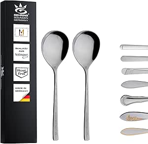 Gehring Solingen Bamboo Cream Spoon, Set of 2, Stainless Steel Cutlery ...
