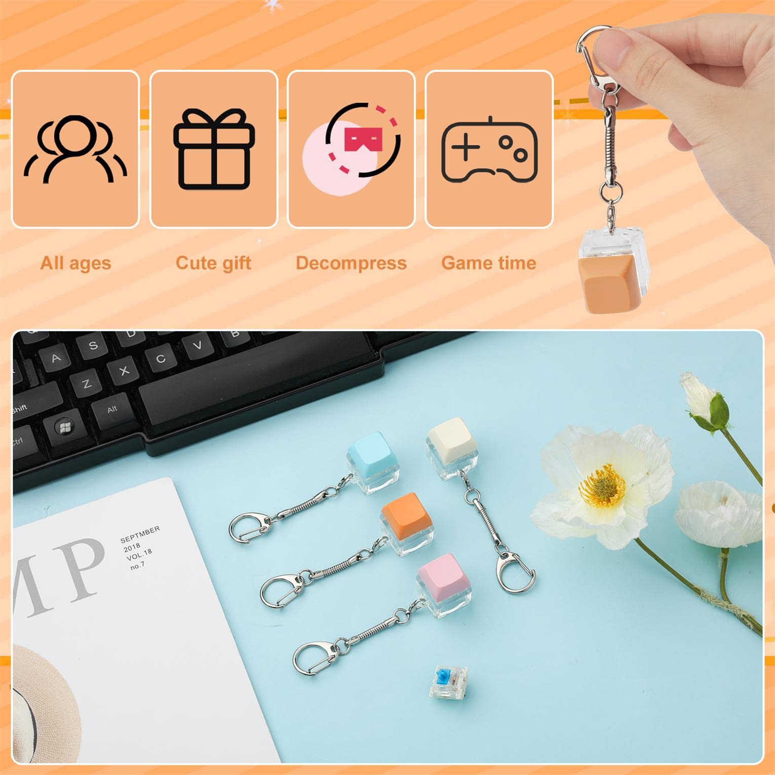 LED Light Up Clicker For Anxiety 2 Pcs Keyboard Fidget Toy Light Up ...