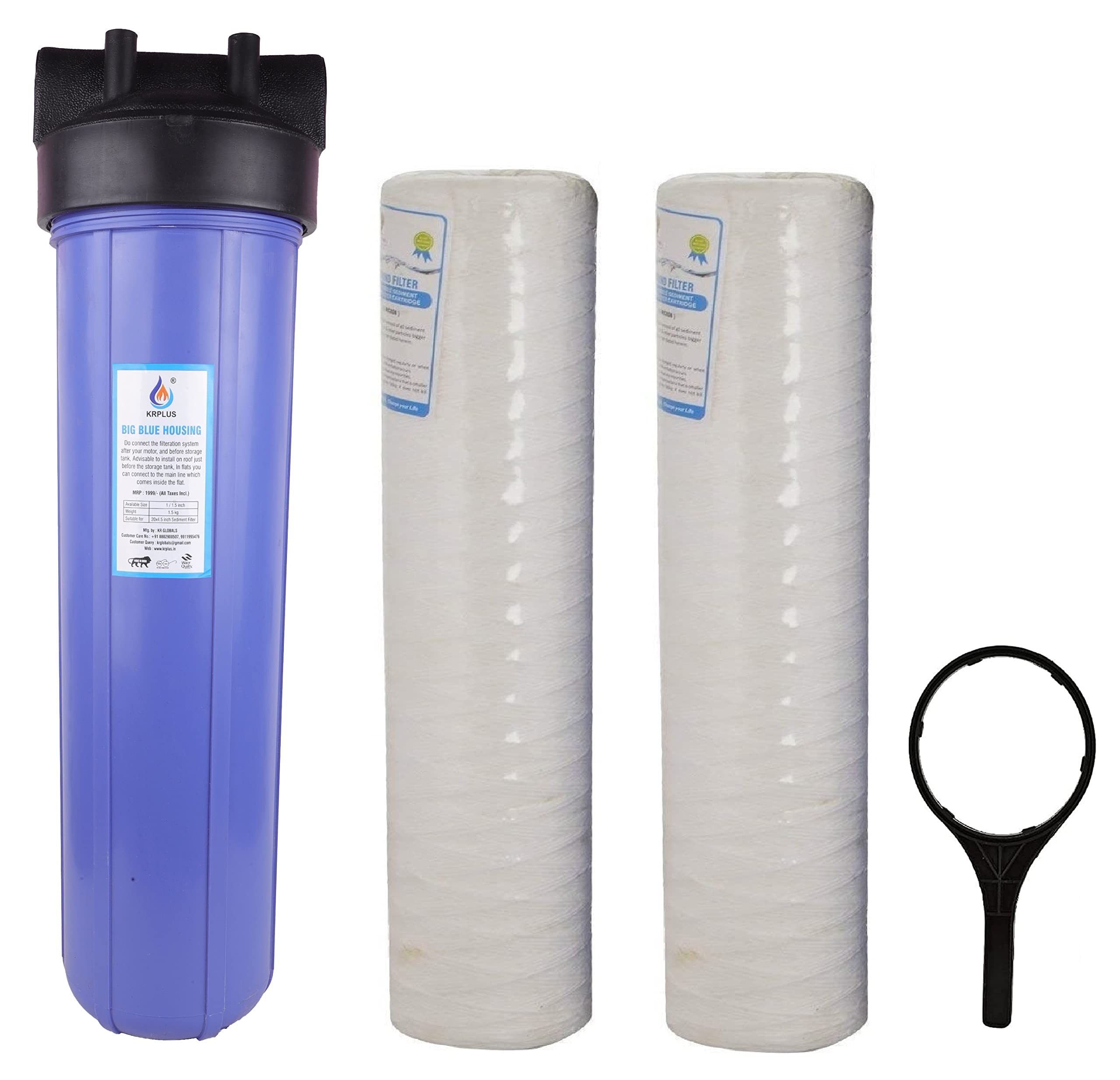 KRPLUS® 20 Inch Big Blue Jumbo Filter Housing with 2 Pcs of Jumbo Wound ...
