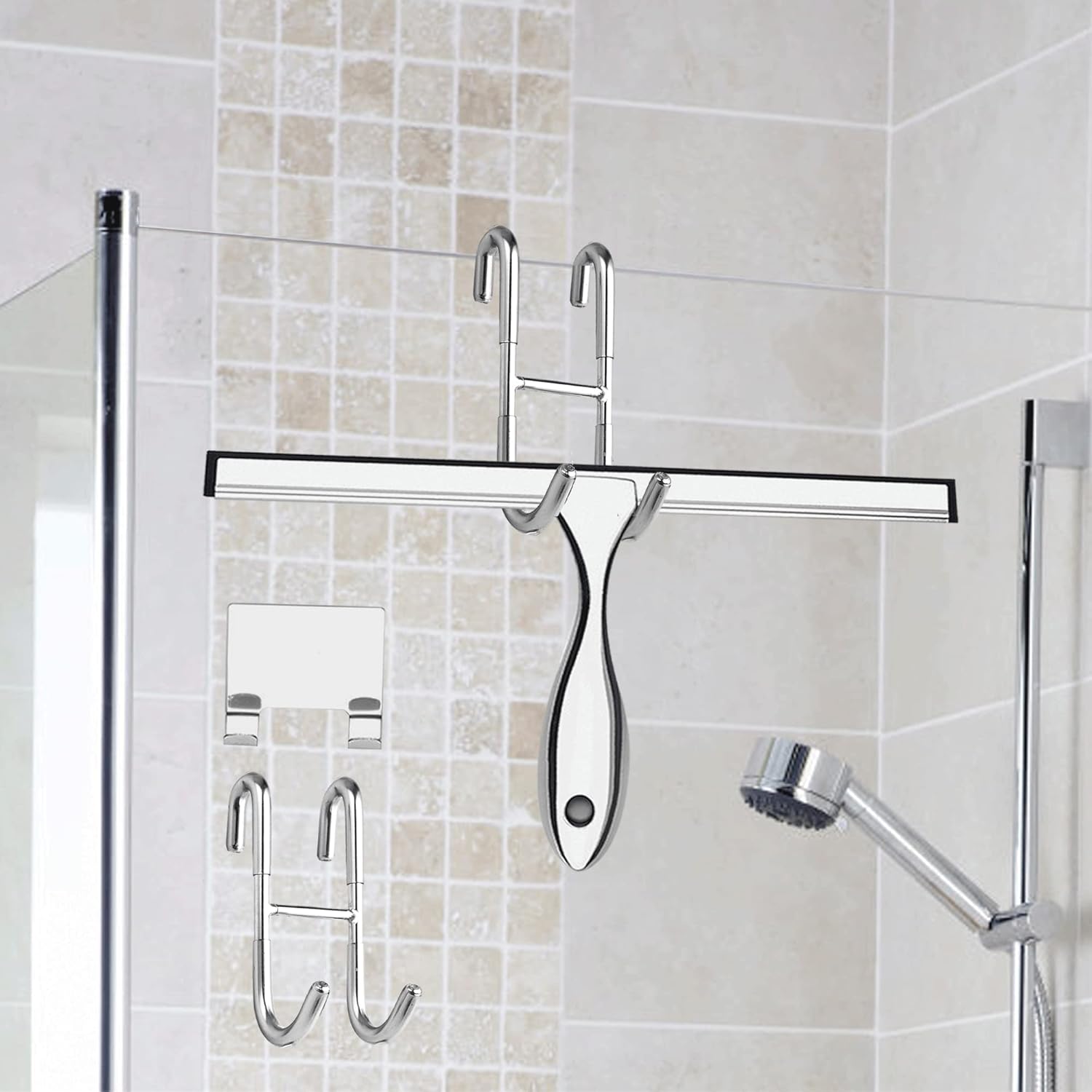Squeegee for Shower Glass Door 12 Inch with Hooks, Shower Door Hook and ...
