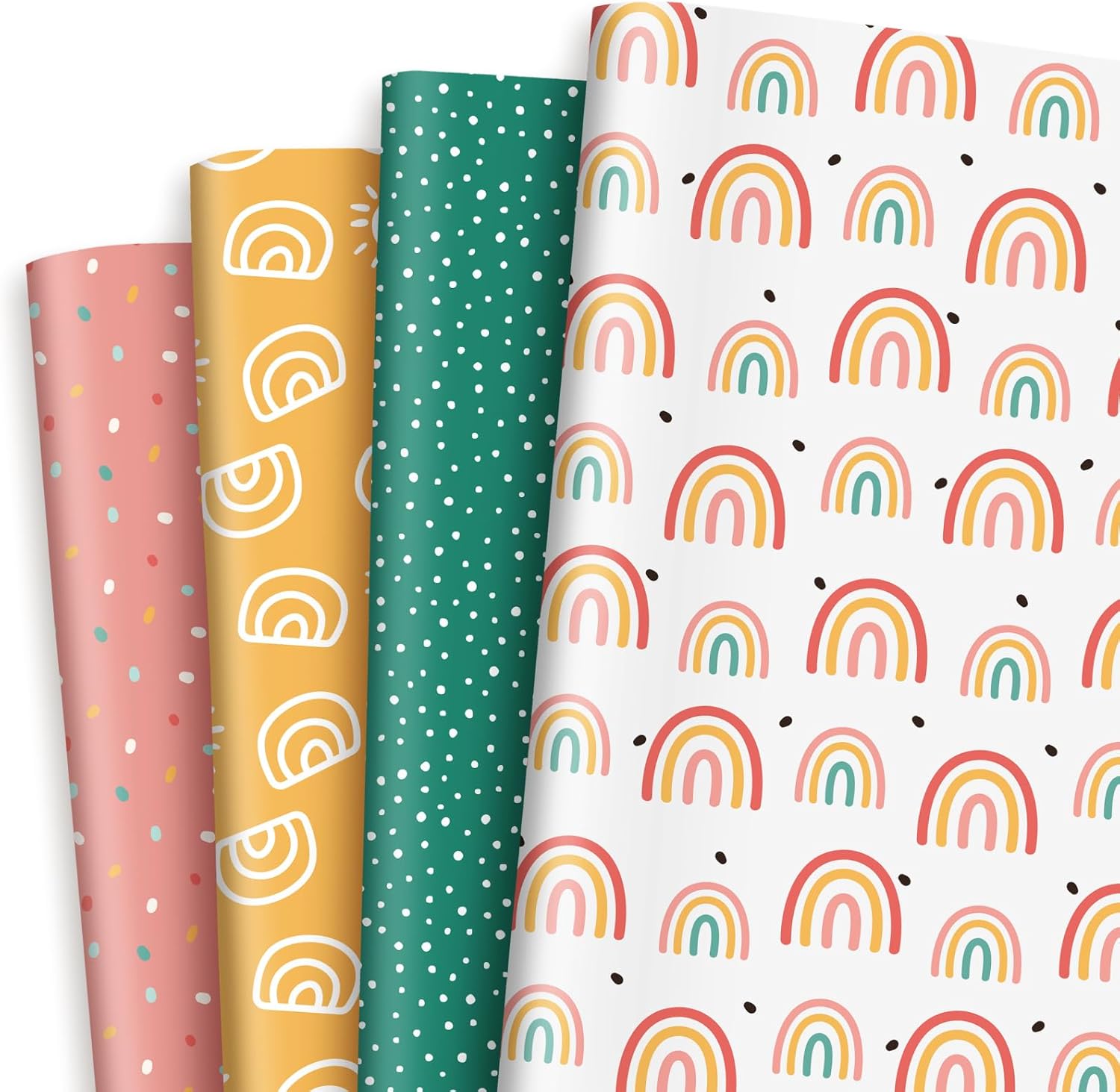 Amazon.com: Whaline 12 Sheet Boho Wrapping Paper 4 Style Boho Rainbow ...