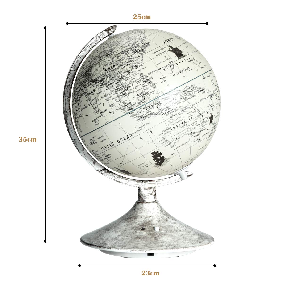 Goplus Illuminated Desktop World Globe, 13’’ 3 IN 1 Educational ...