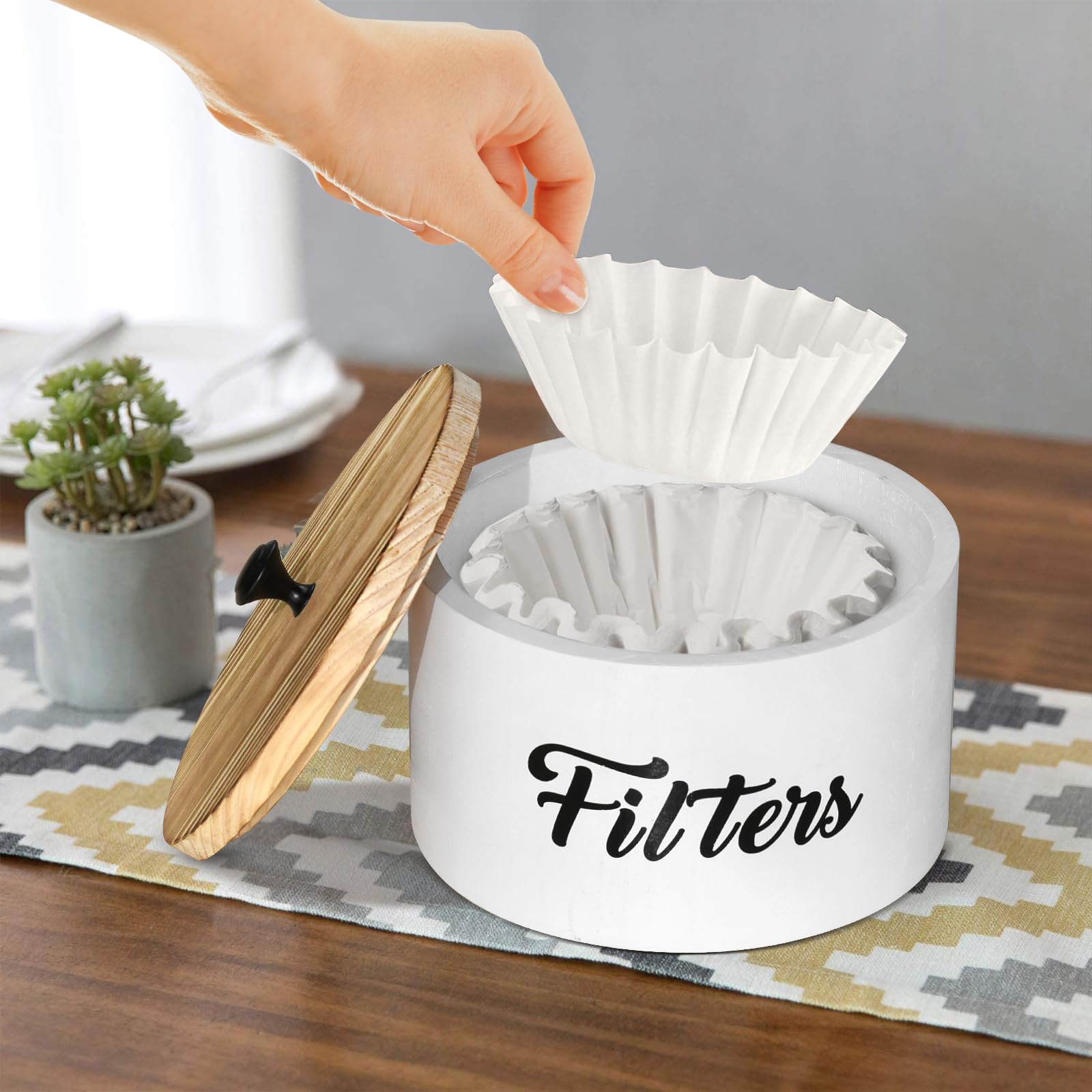 Snapklik.com : Coffee Filter Holder, Farmhouse White Filter Storage ...
