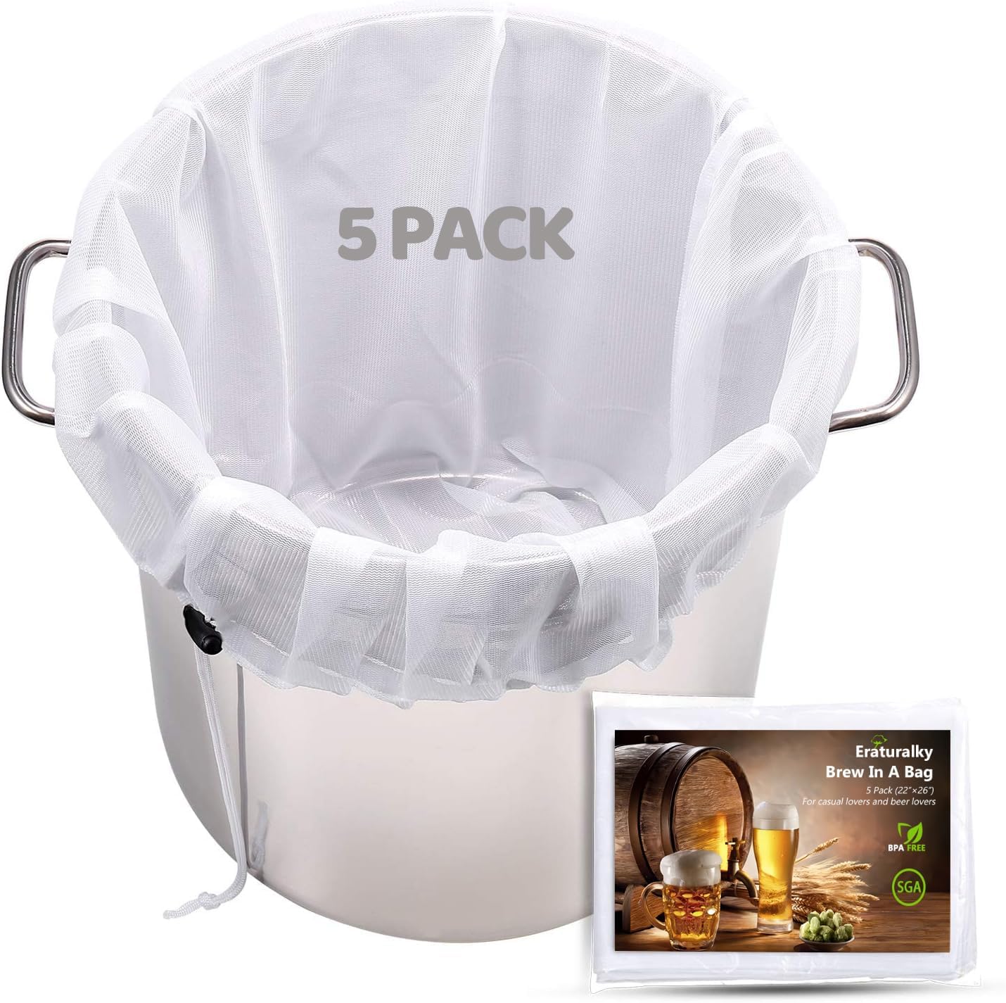 Amazon.com: 5 Pack Brew Bags Reusable, Extra Large 26"x22" Fine Mesh ...