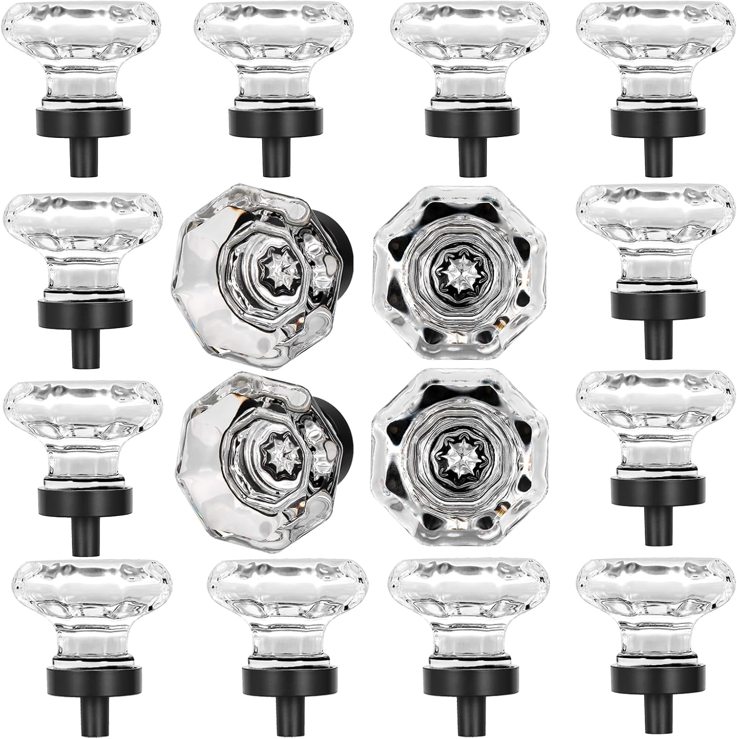 HIEMEY 16 Pcs Crystal Cabinet Knobs, Glass Cabinet Knobs for Dresser Drawers, Kitchen Cabinet ...