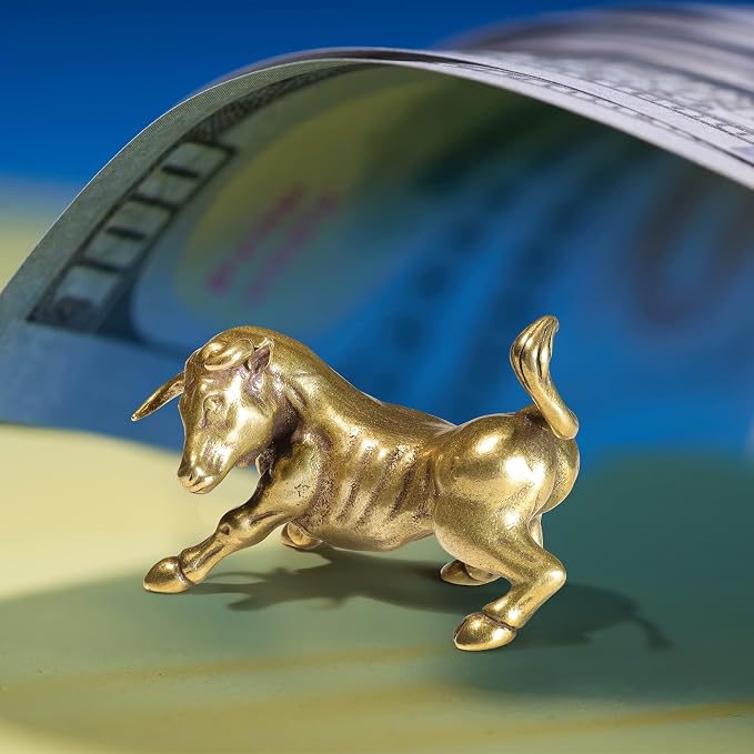 Amazon.com: Mini Brass Bull, Brass Bull Statue, Wall Street Bull ...