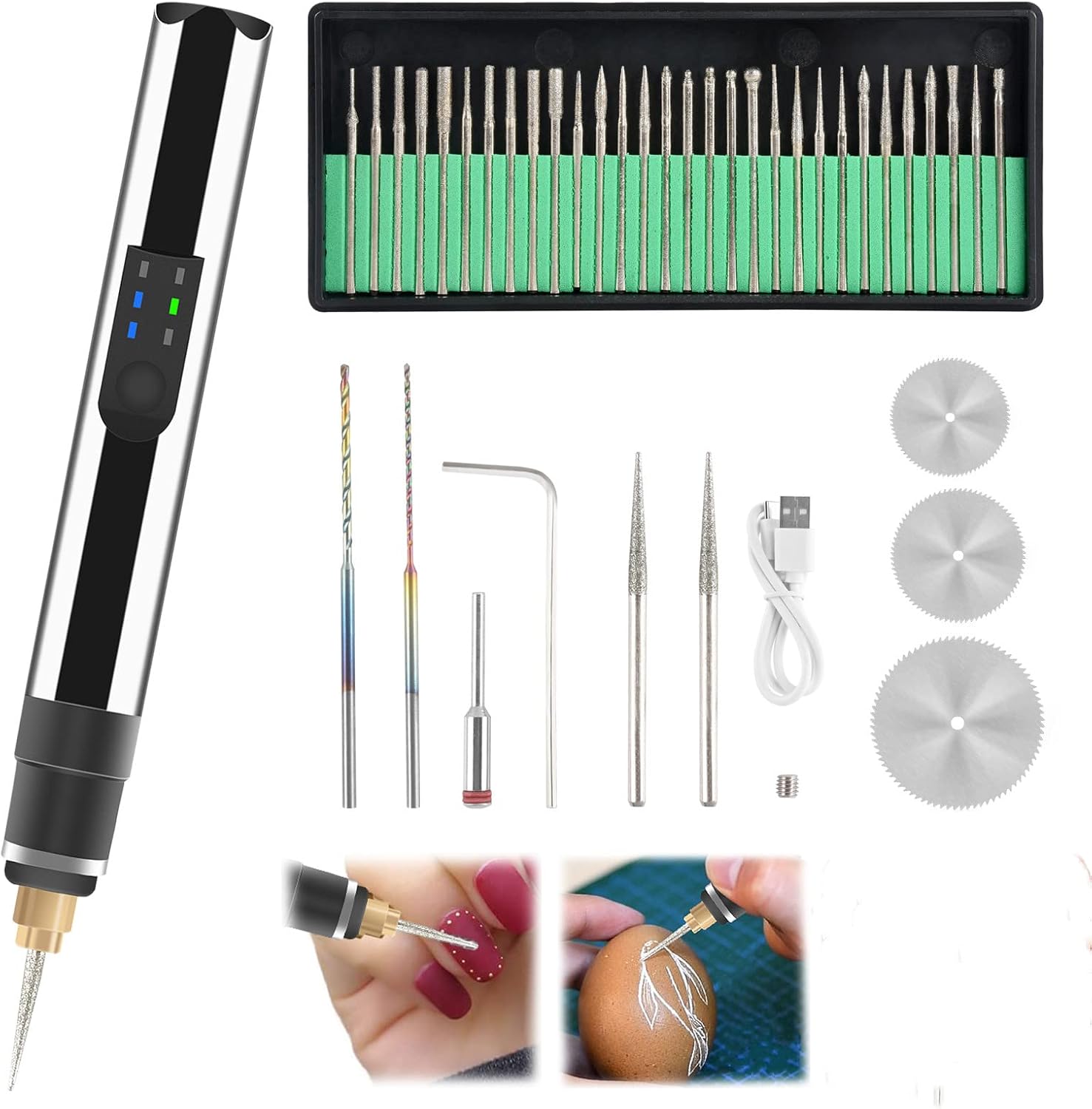 Amazon.com: Electric Engraving Tool Kit Engraving Pen USB Rechargeable ...