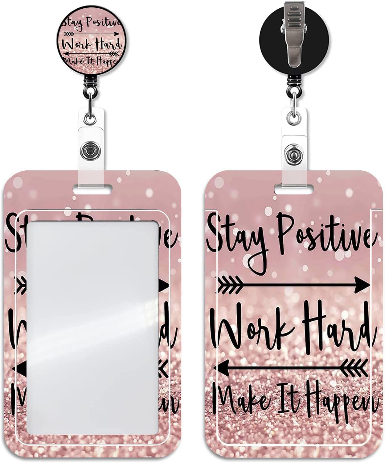 Amazon.com : Inspirational Quotes Pink Retractable Badge Holder with ...